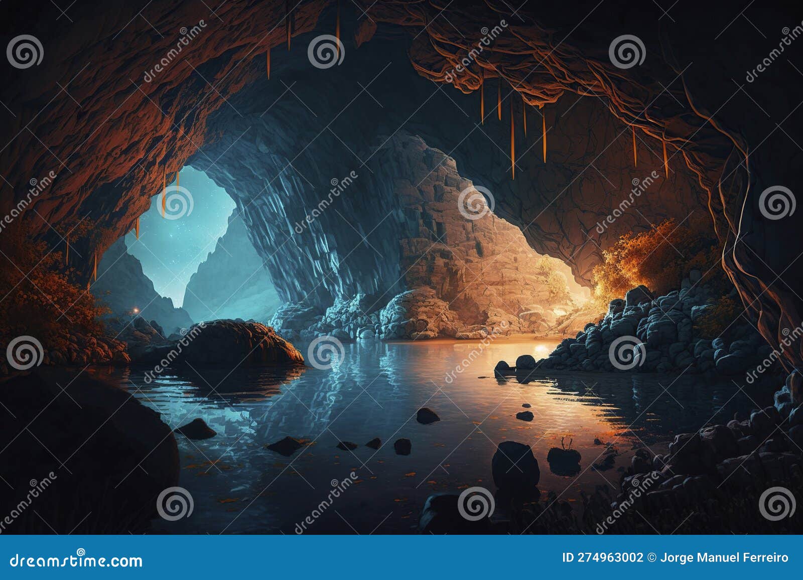 Illustration, Water in the Caves, Generative Ai Stock Illustration ...