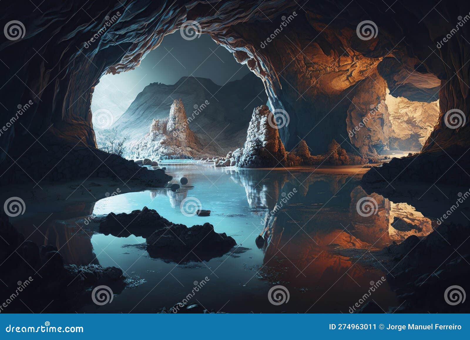 Illustration, Water in the Caves, Generative Ai Stock Illustration ...