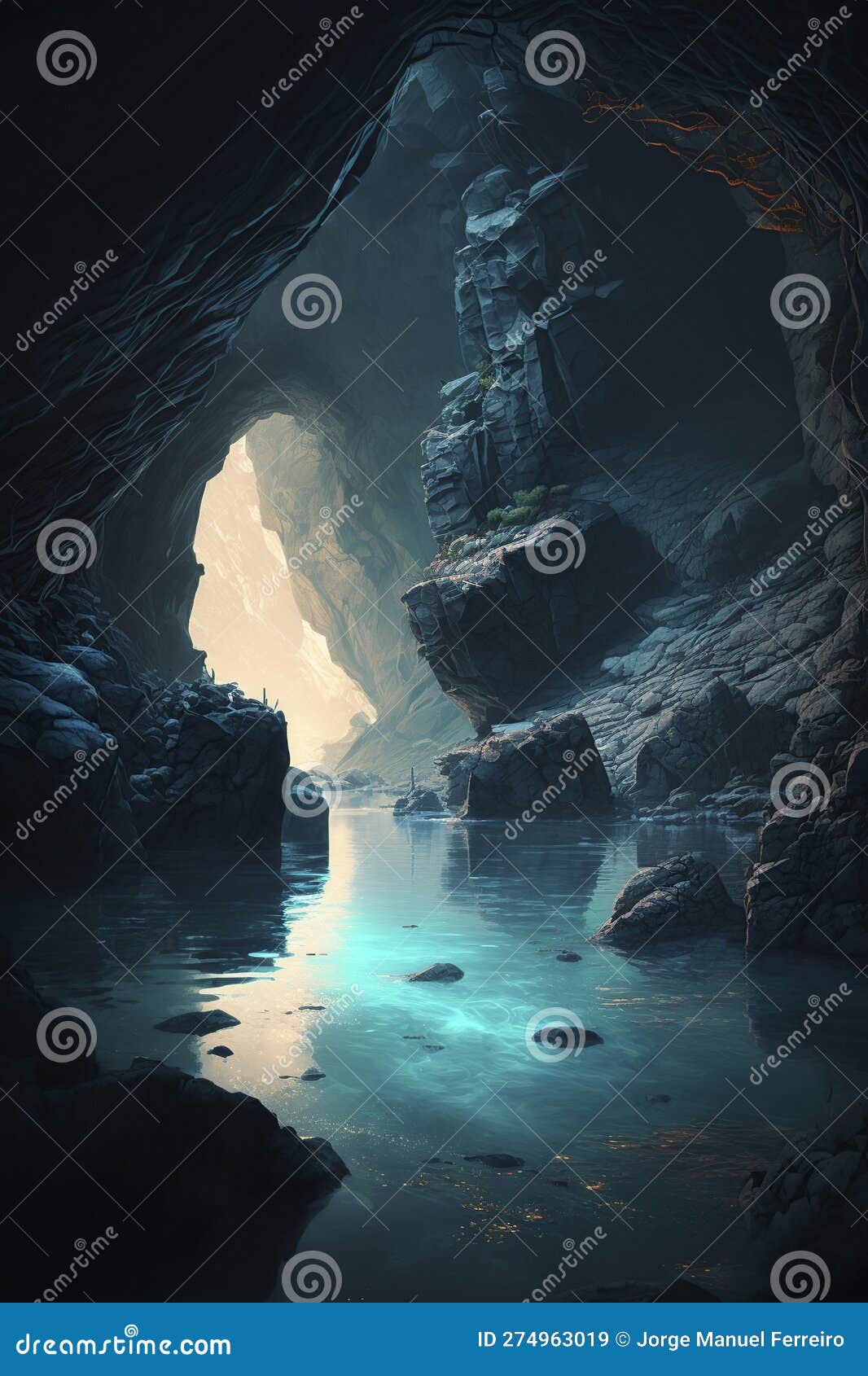 Illustration, Water in the Caves, Generative Ai Stock Illustration ...