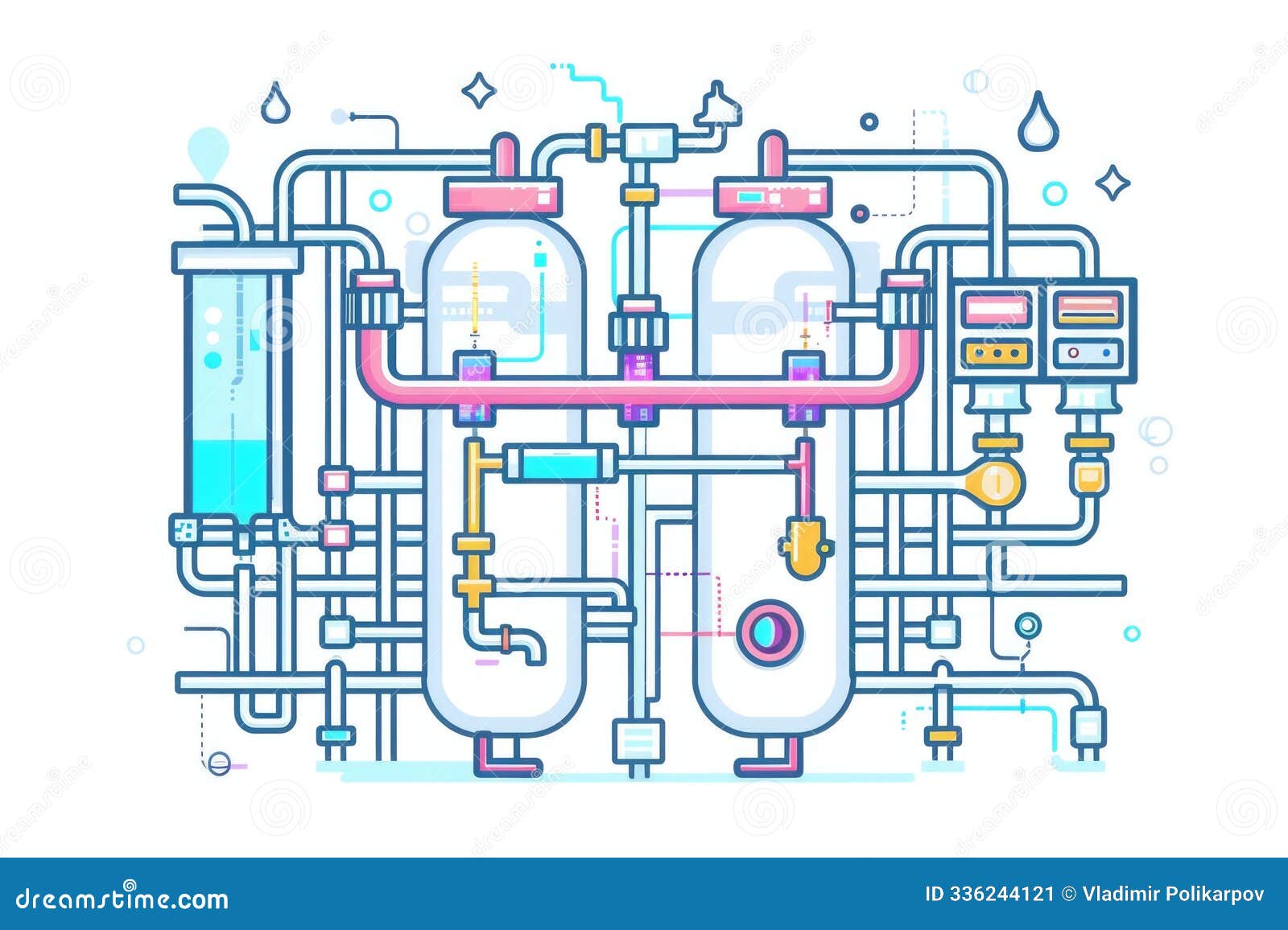 Illustration of a Water Filtration System Showing Different Stages and ...