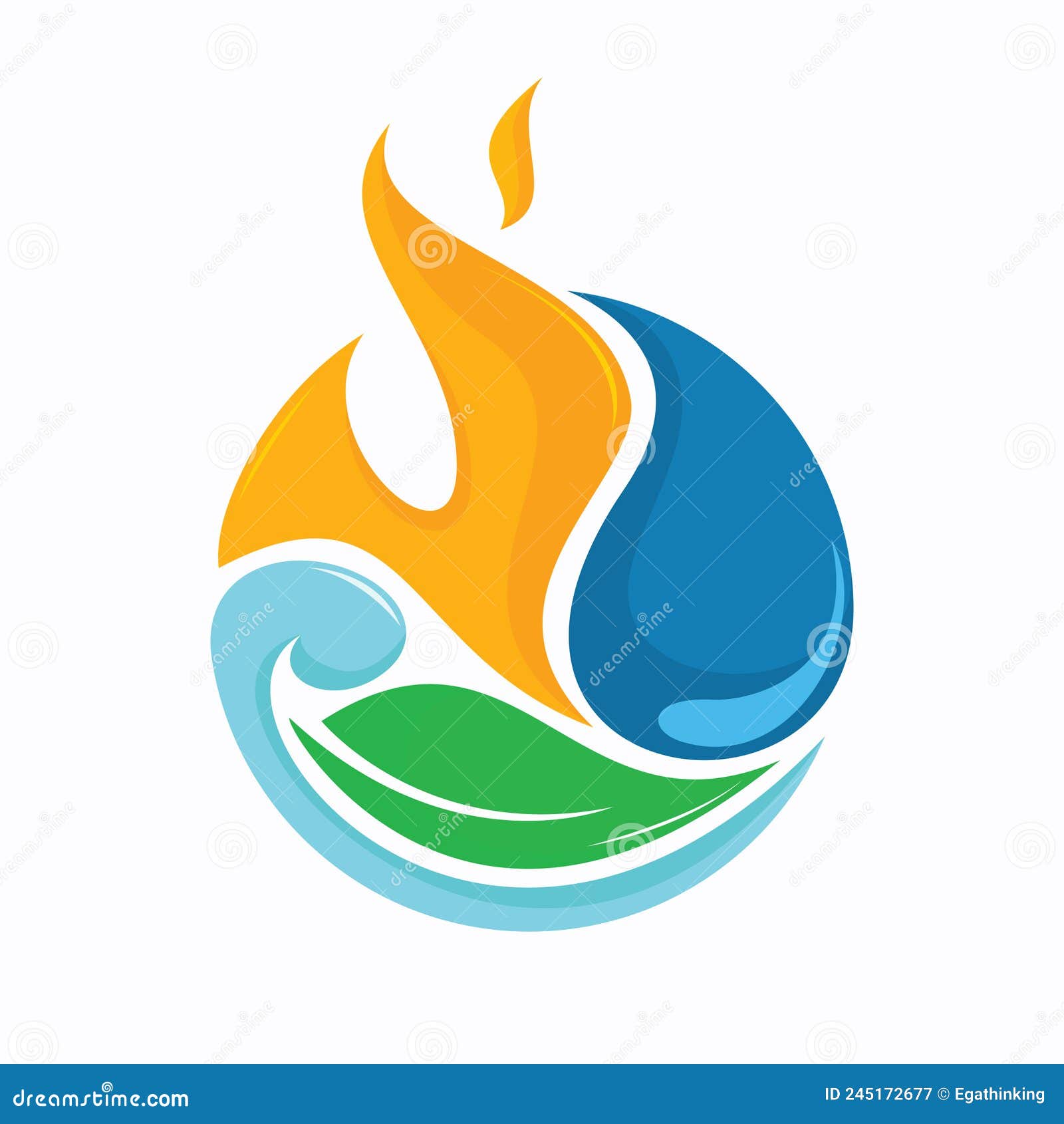 Illustration of Water, Leaf, Fire, and Wind Icons Stock Vector ...