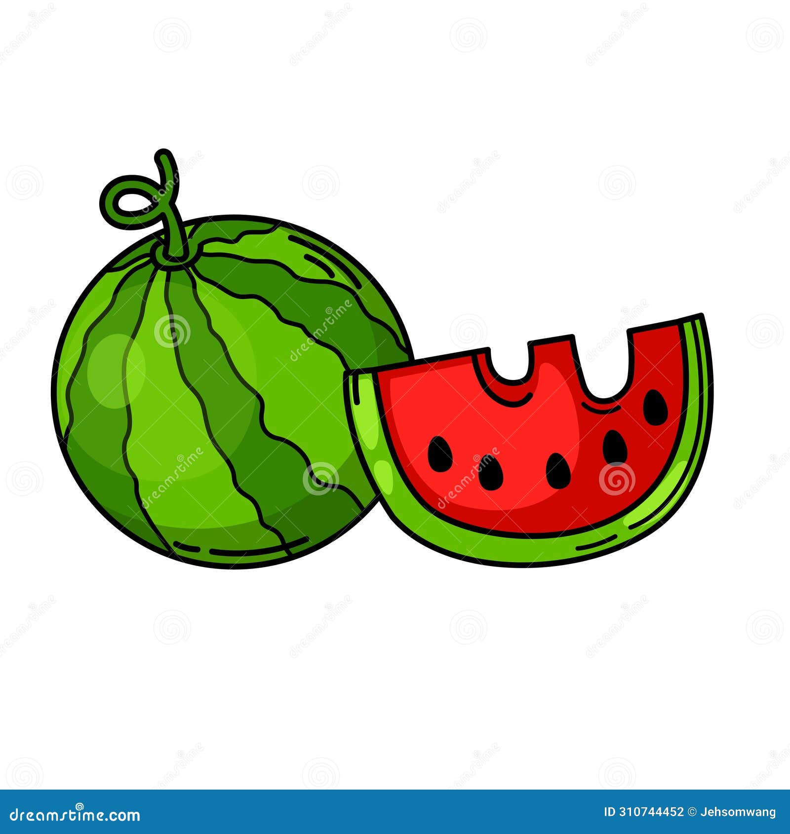 Illustration of Water Melon Outline White on Background Stock ...