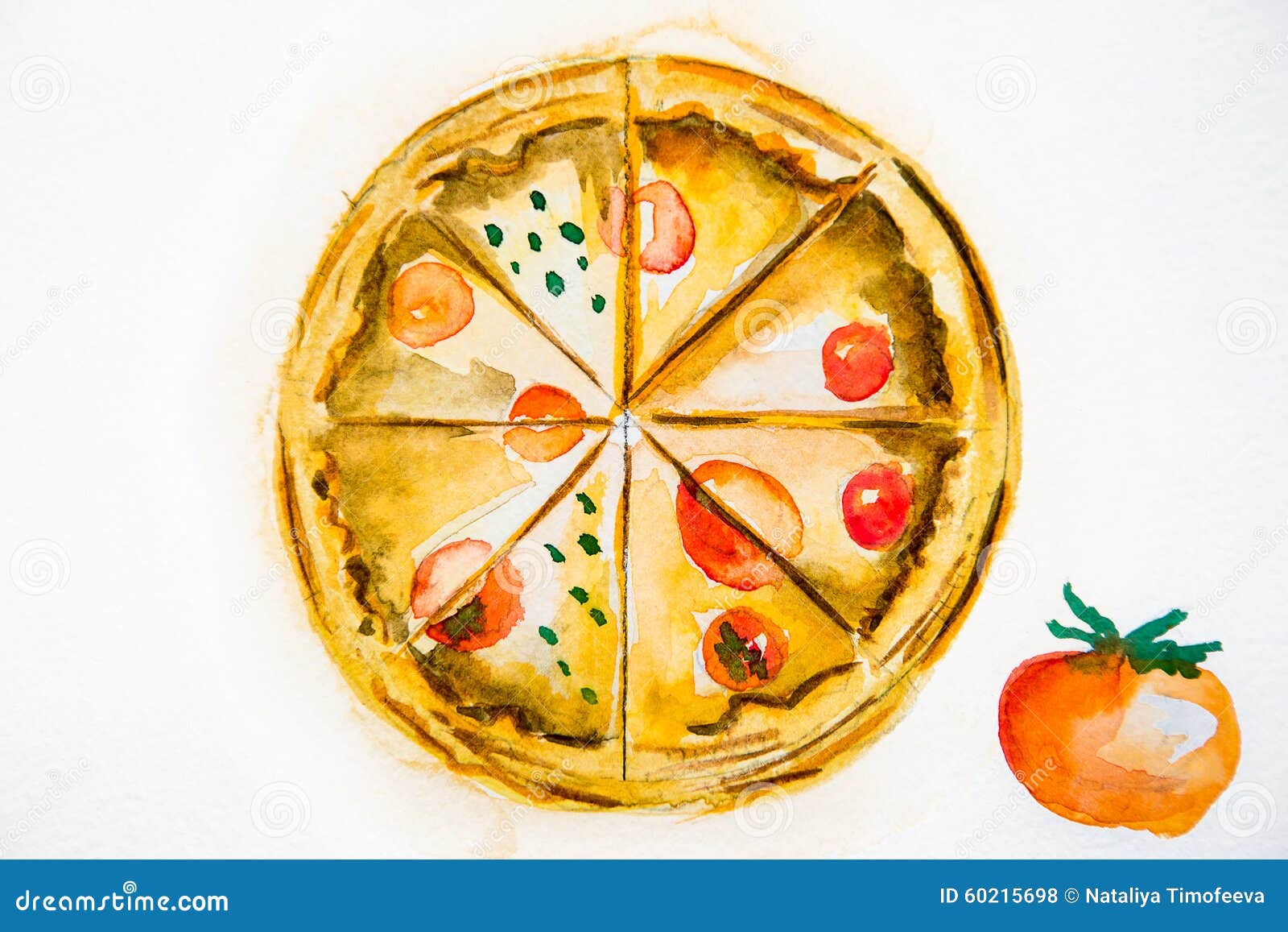Illustration Watercolor Delicious Pizza Stock Illustration ...
