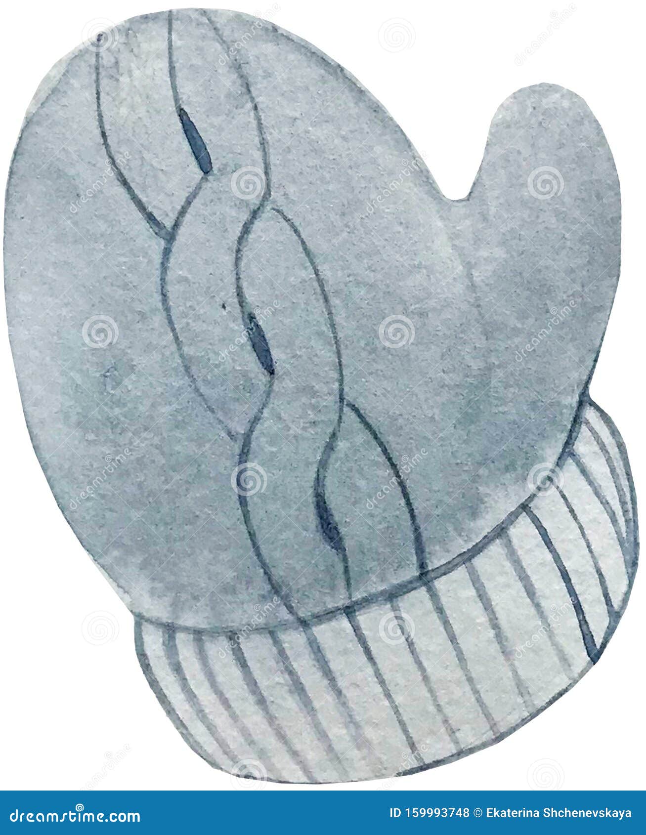 Illustration Watercolor Grey Knitted Mitten Stock Illustration ...