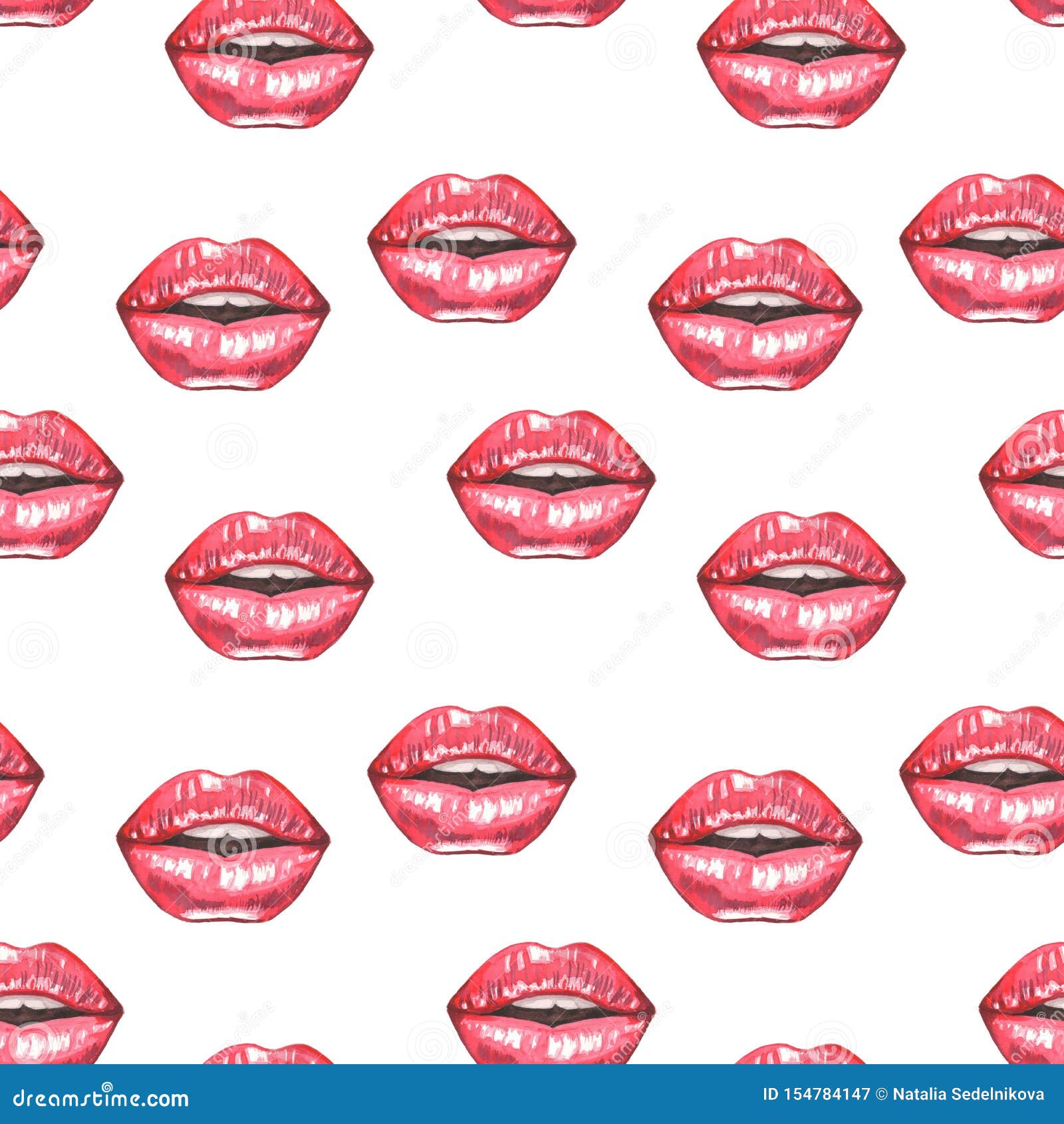 Illustration of Watercolor Pattern Red Lips Stock Illustration ...