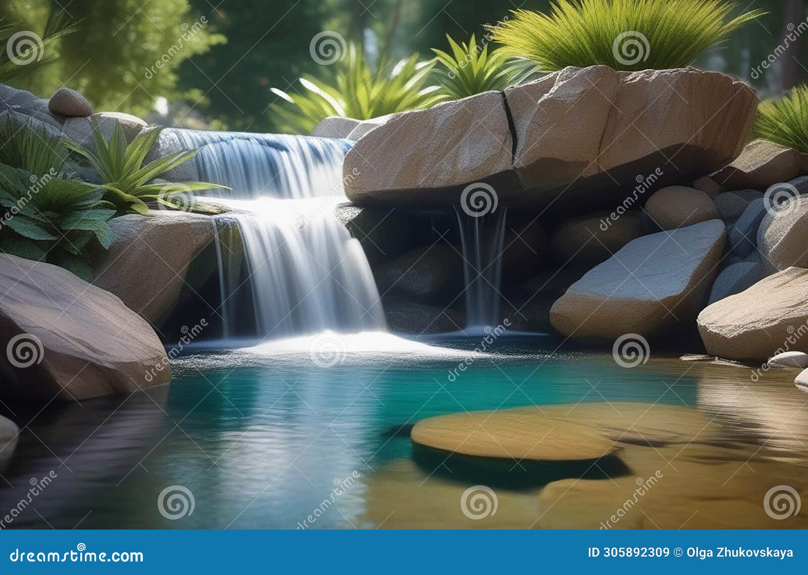 Illustration of a Waterfall with Stones Stock Illustration ...
