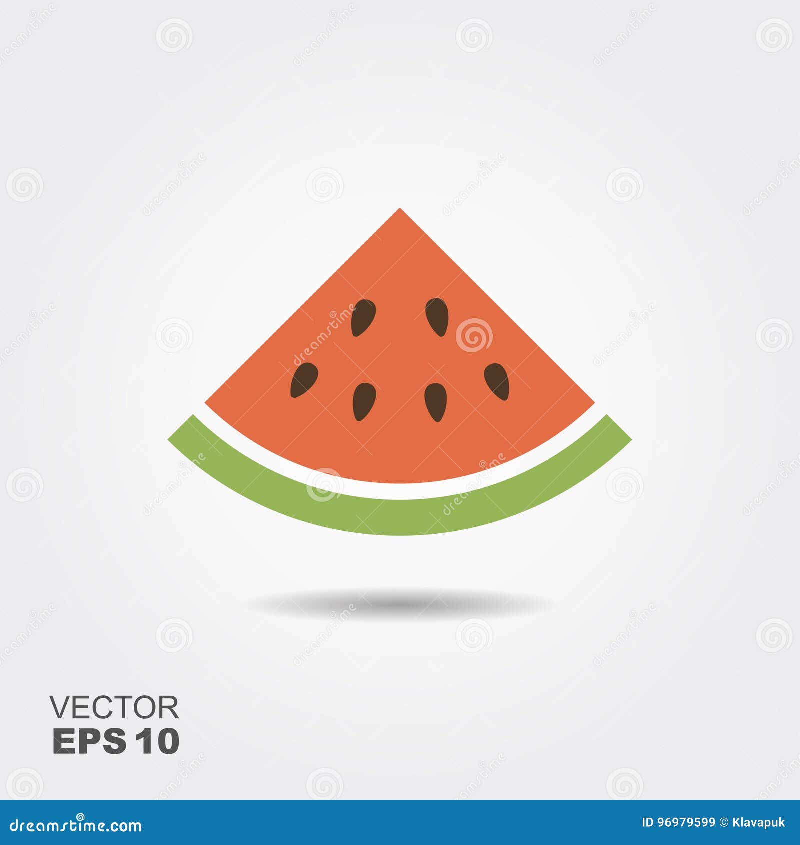 Illustration of Watermelon Flat Icon with Shadow Stock Vector ...