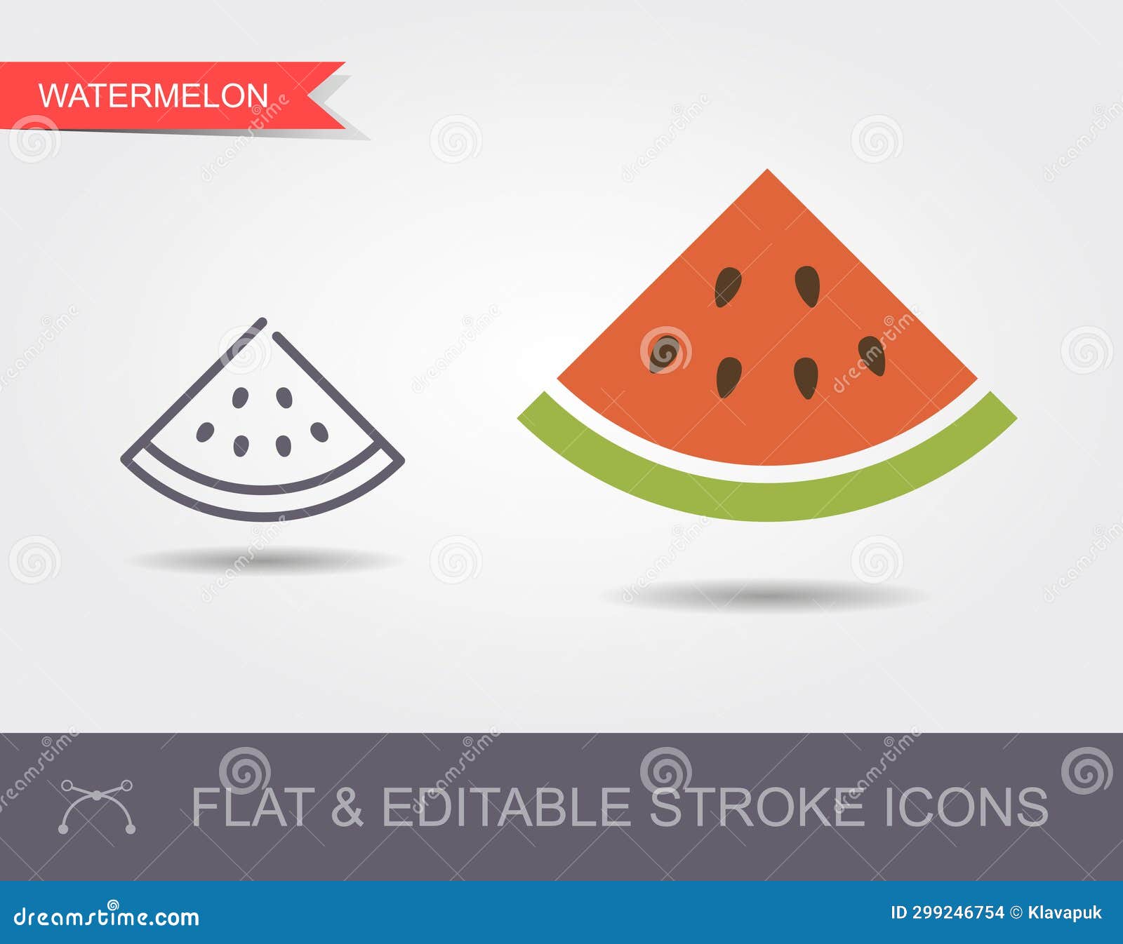 Illustration of Watermelon Outline Icon with Editable Stroke. Line Icon ...