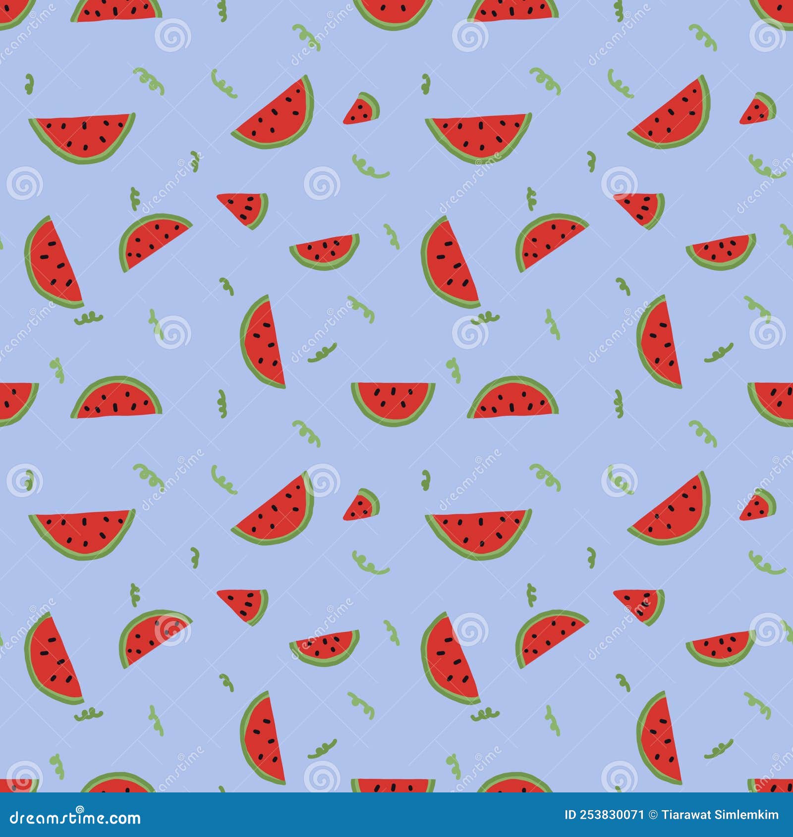Illustration Watermelon Seamless Background in Blue Color Stock ...