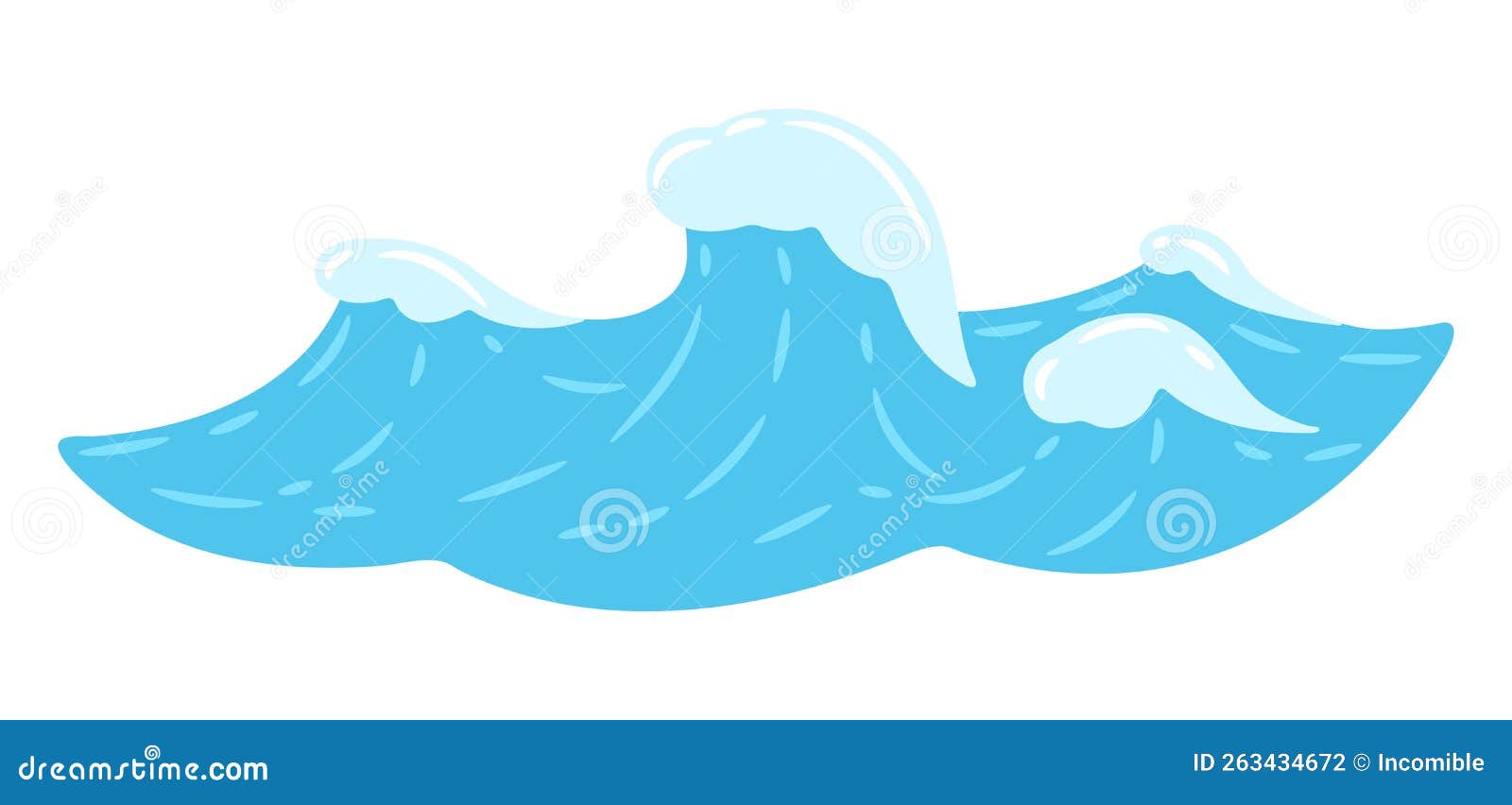 Illustration of Wave with Sea Foam. Ocean or Water Splash. Stock Vector ...