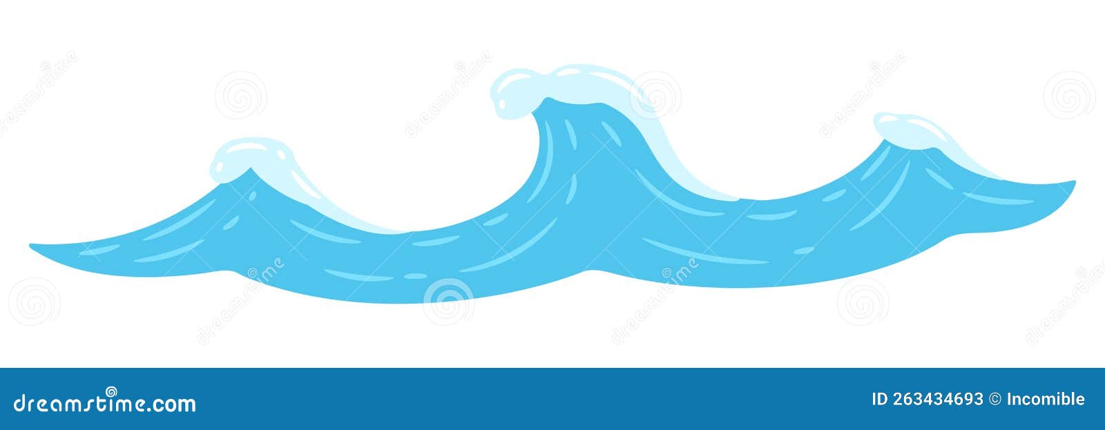 Illustration of Wave with Sea Foam. Ocean or Water Splash. Stock Vector ...