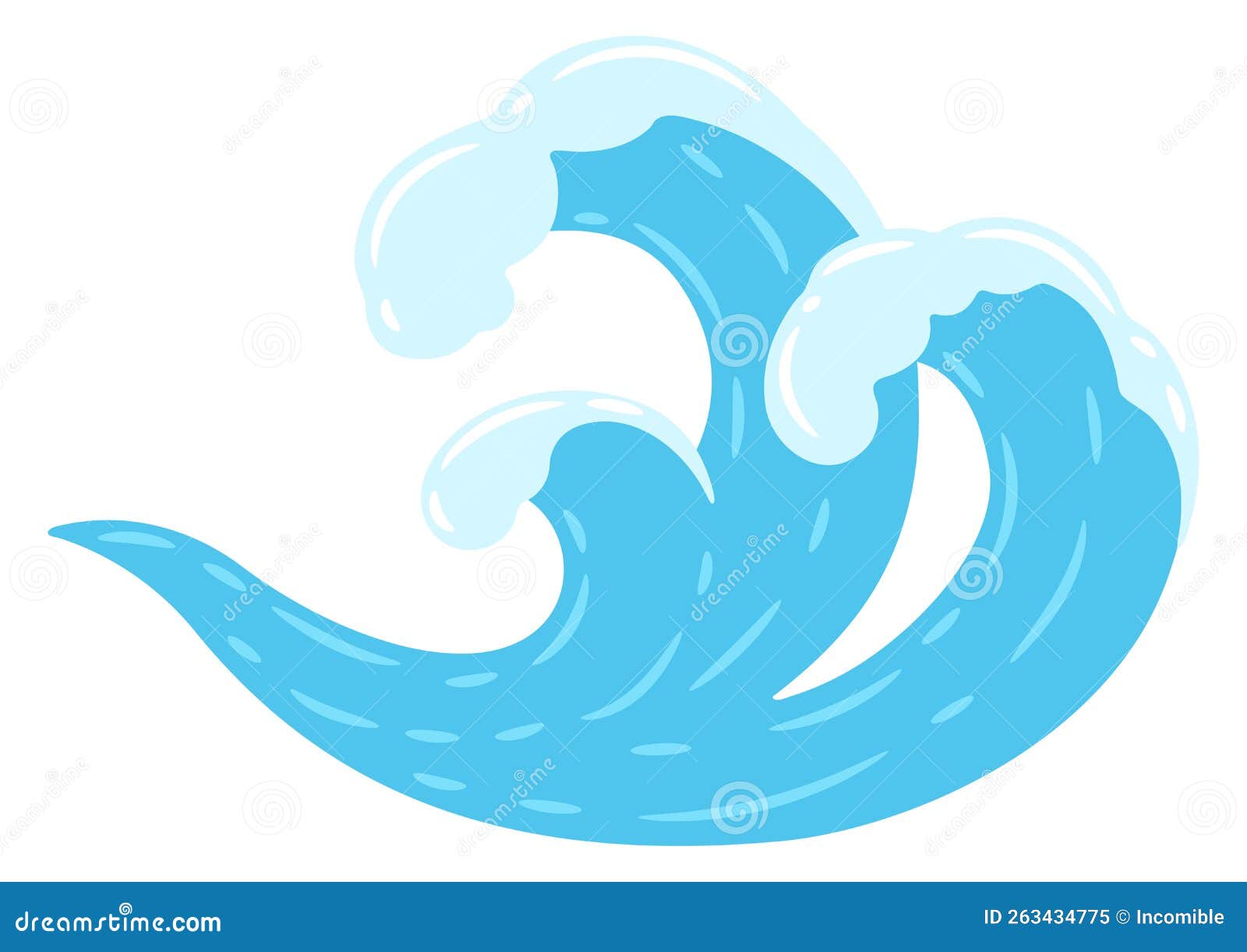 Illustration of Wave with Sea Foam. Ocean or Water Splash. Stock Vector ...