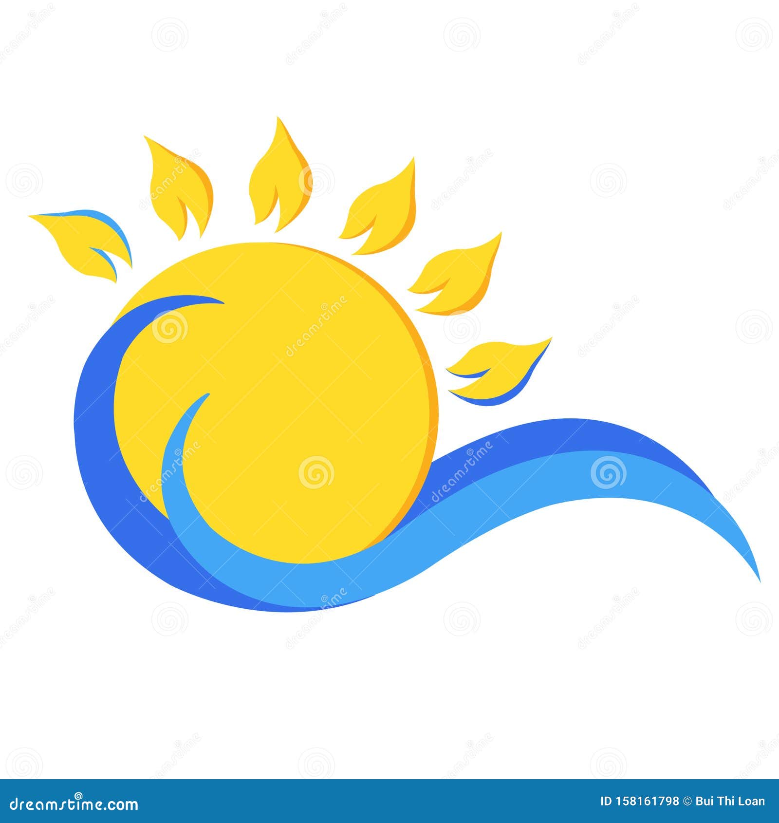 Wave and sun logo. stock illustration. Illustration of abstract - 158161798