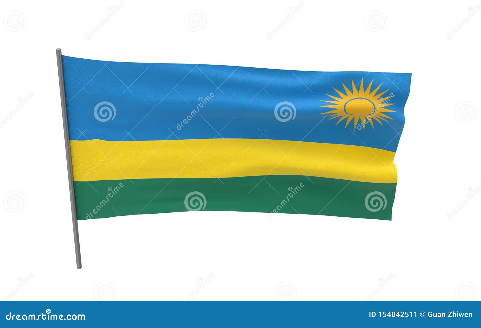 Flag of Rwanda stock image. Image of flagpole, detail - 154042511