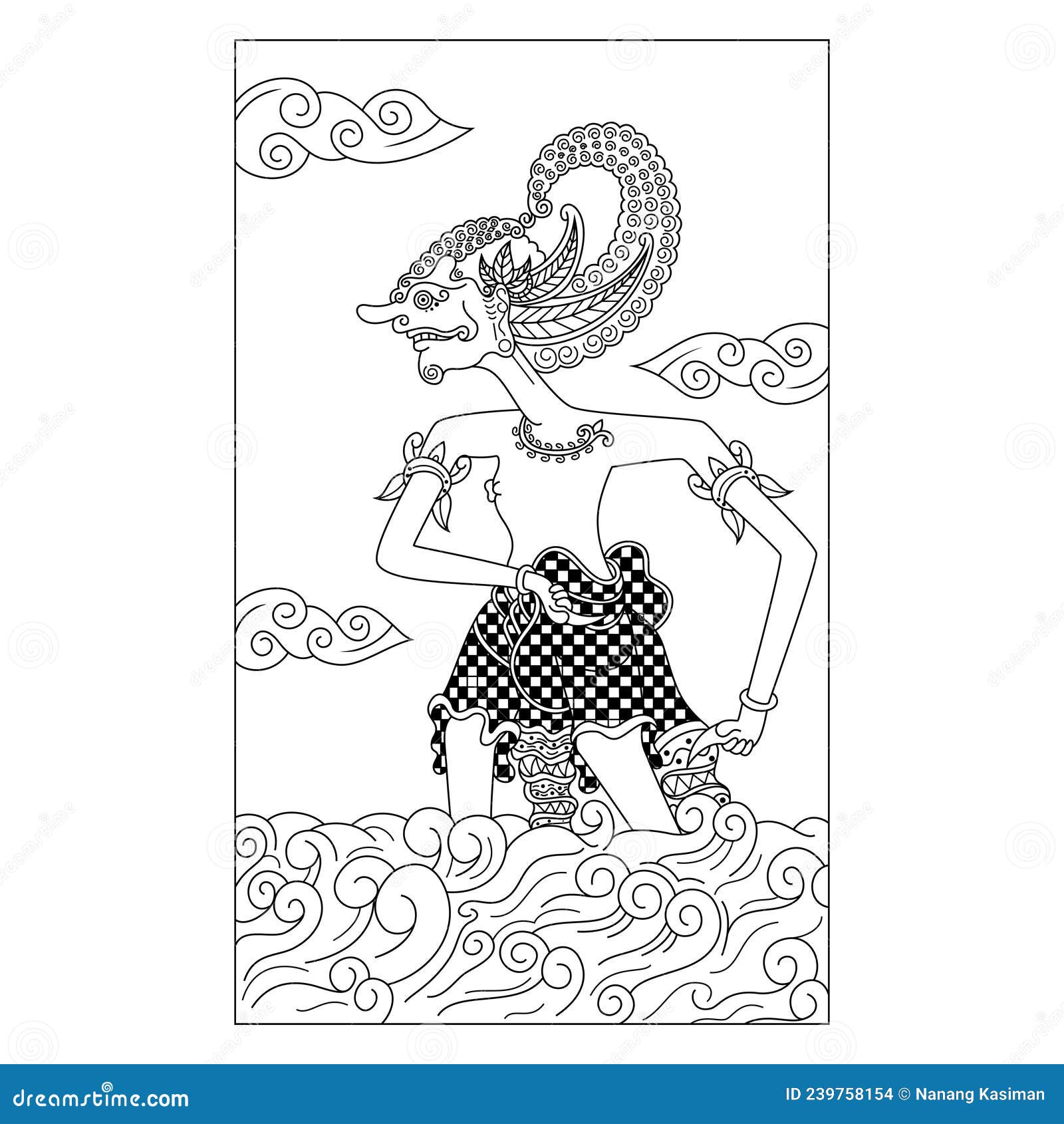 Wayang Kulit Character in Zentangle Style Stock Vector - Illustration ...