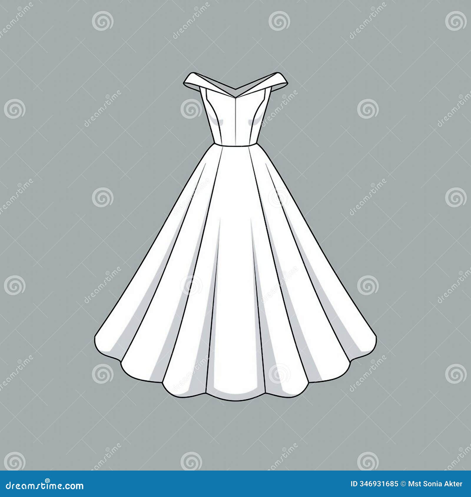 Illustration of a Wedding Dress, Put on a Dummy in the Studio Stock ...