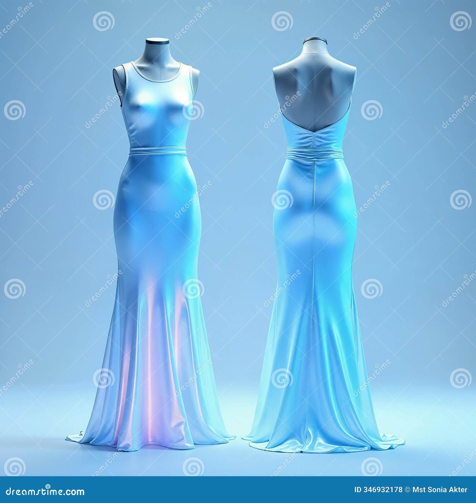 Illustration of a Wedding Dress, Put on a Dummy in the Studio Stock ...