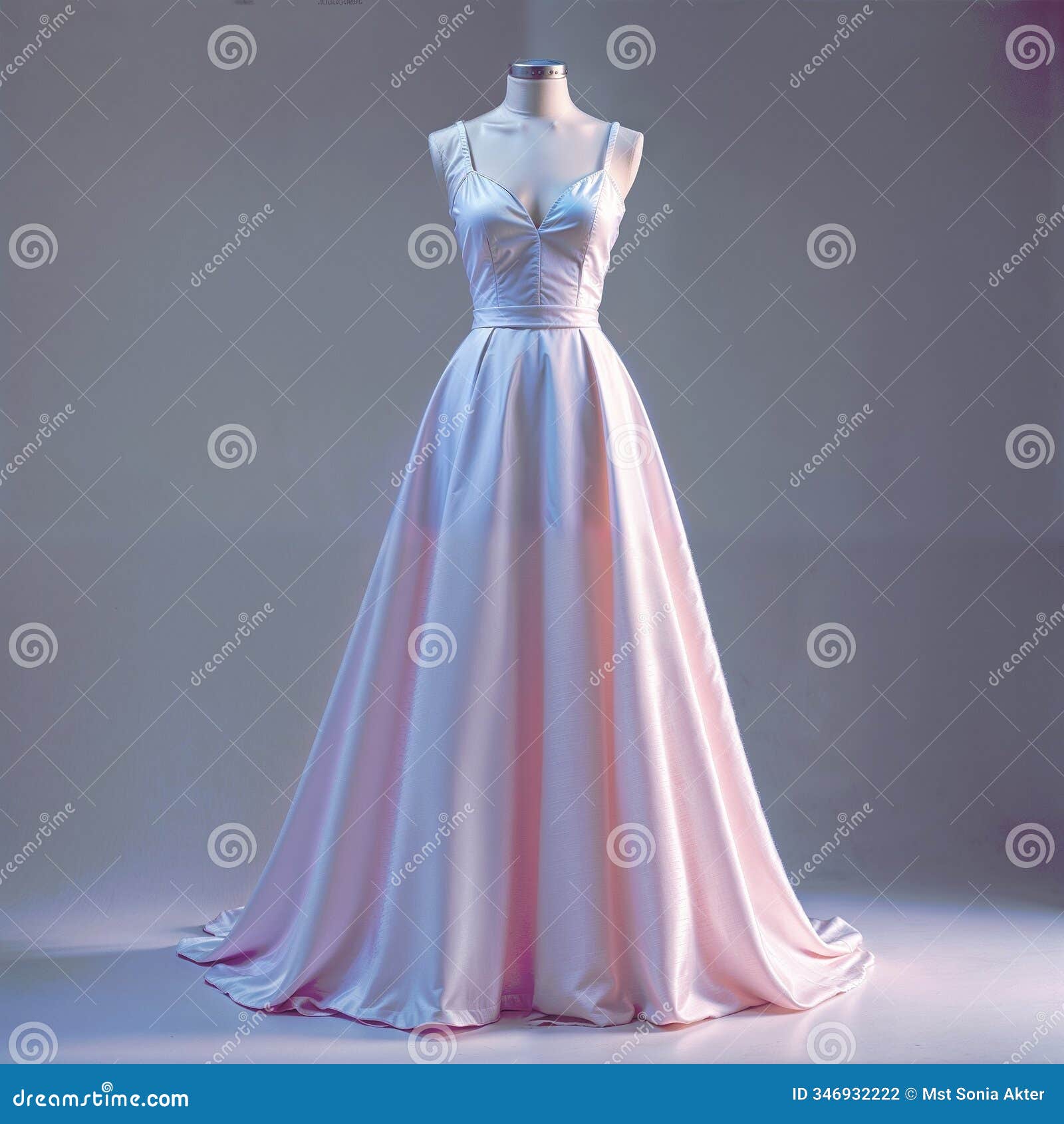 Illustration of a Wedding Dress, Put on a Dummy in the Studio Stock ...