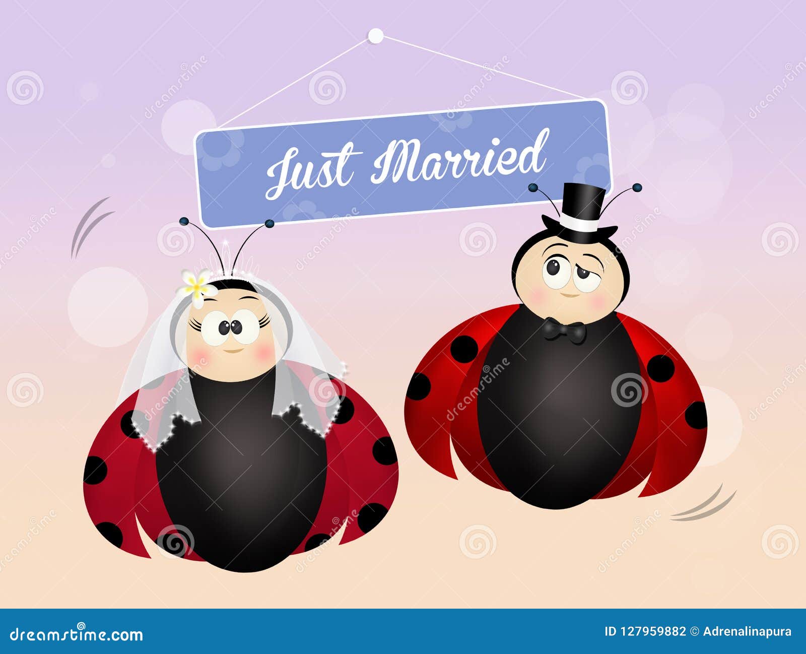 Wedding of ladybugs stock illustration. Illustration of coupling ...