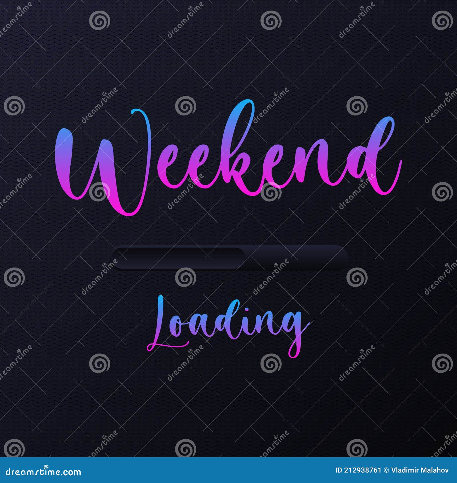 Illustration of a Weekend Loading Postcard in Rainbow Colors. Stock ...