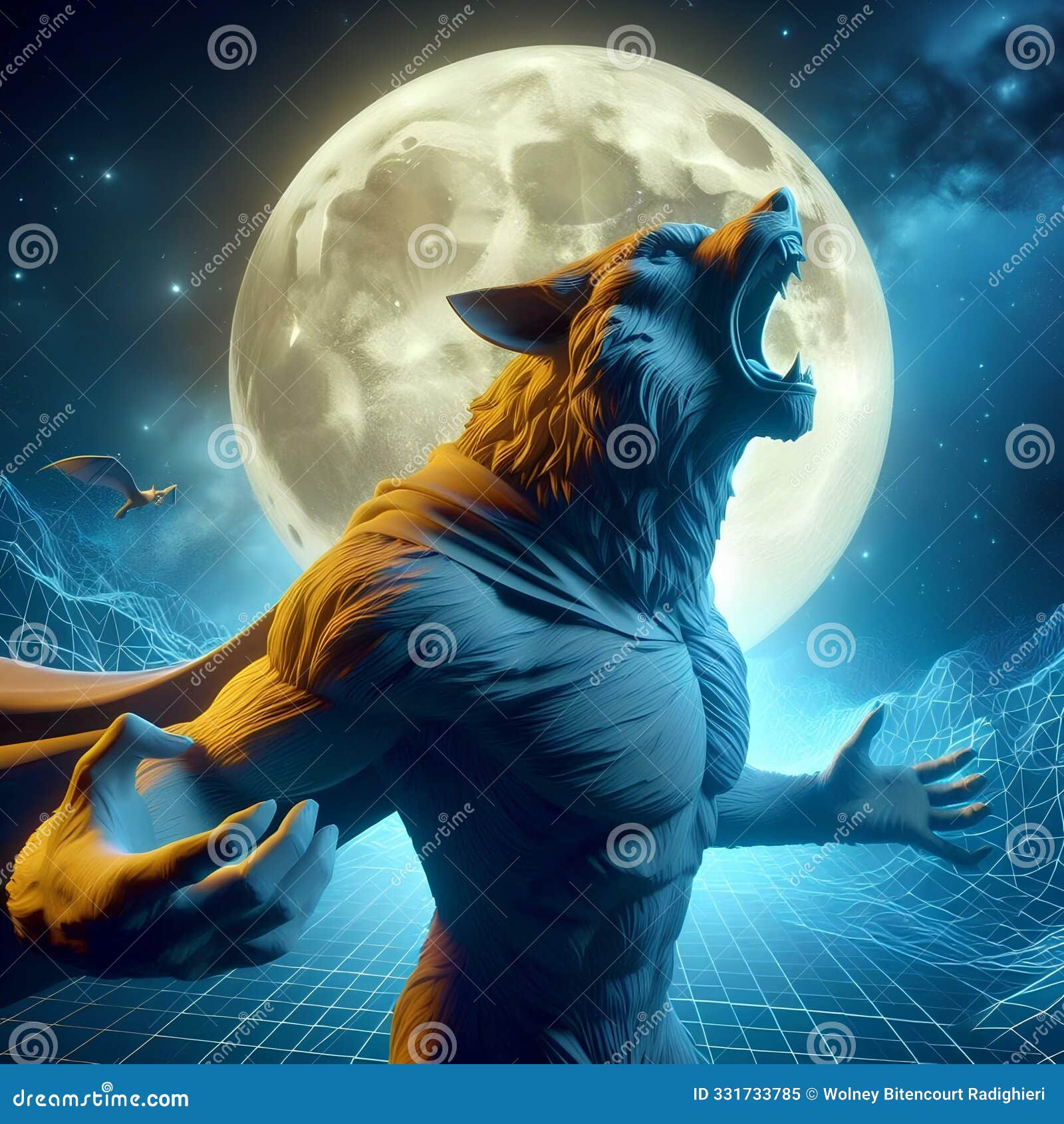 Illustration of a Werewolf in the Full Moon Stock Illustration ...