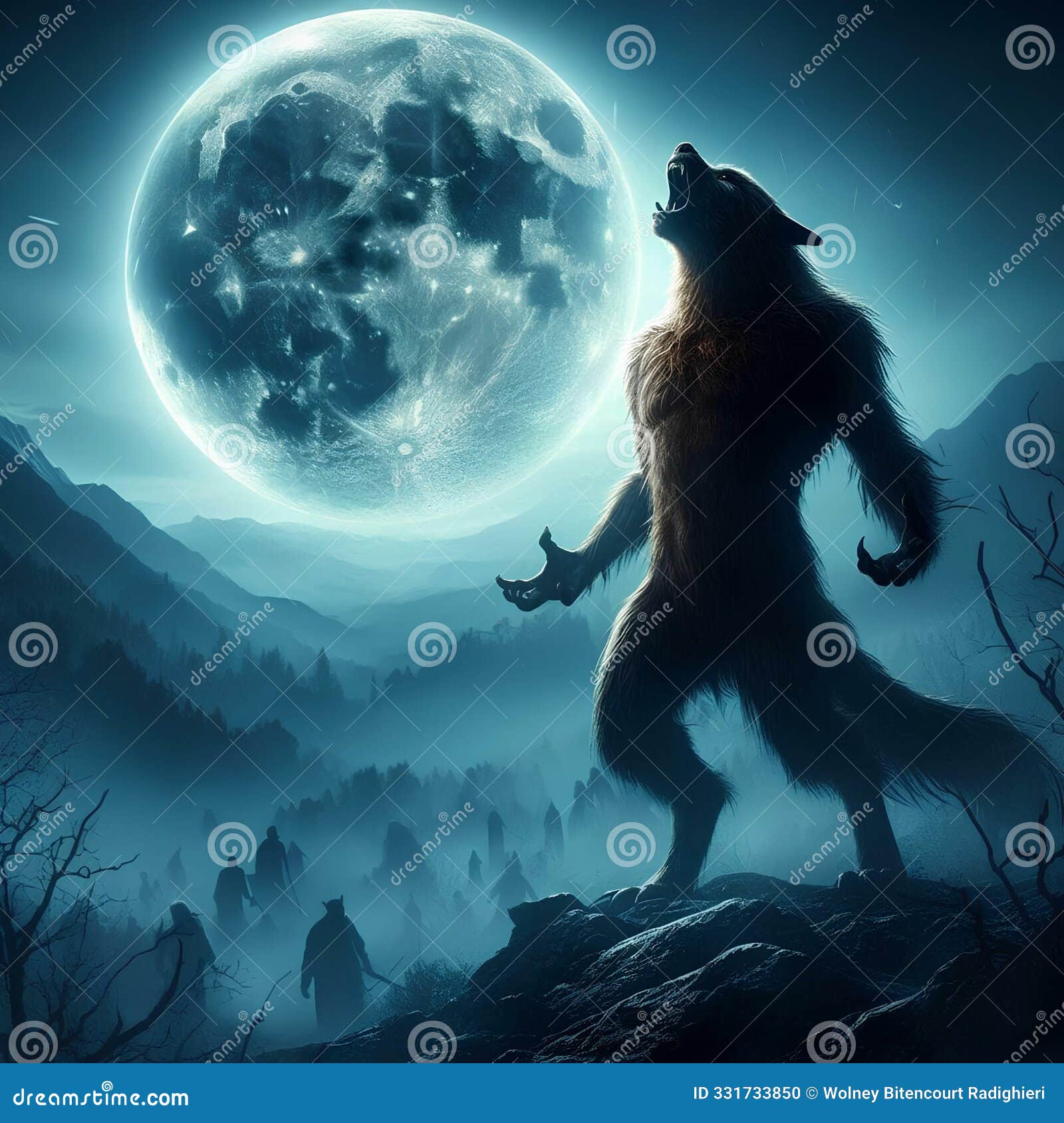 Illustration of a Werewolf in the Full Moon Stock Illustration ...