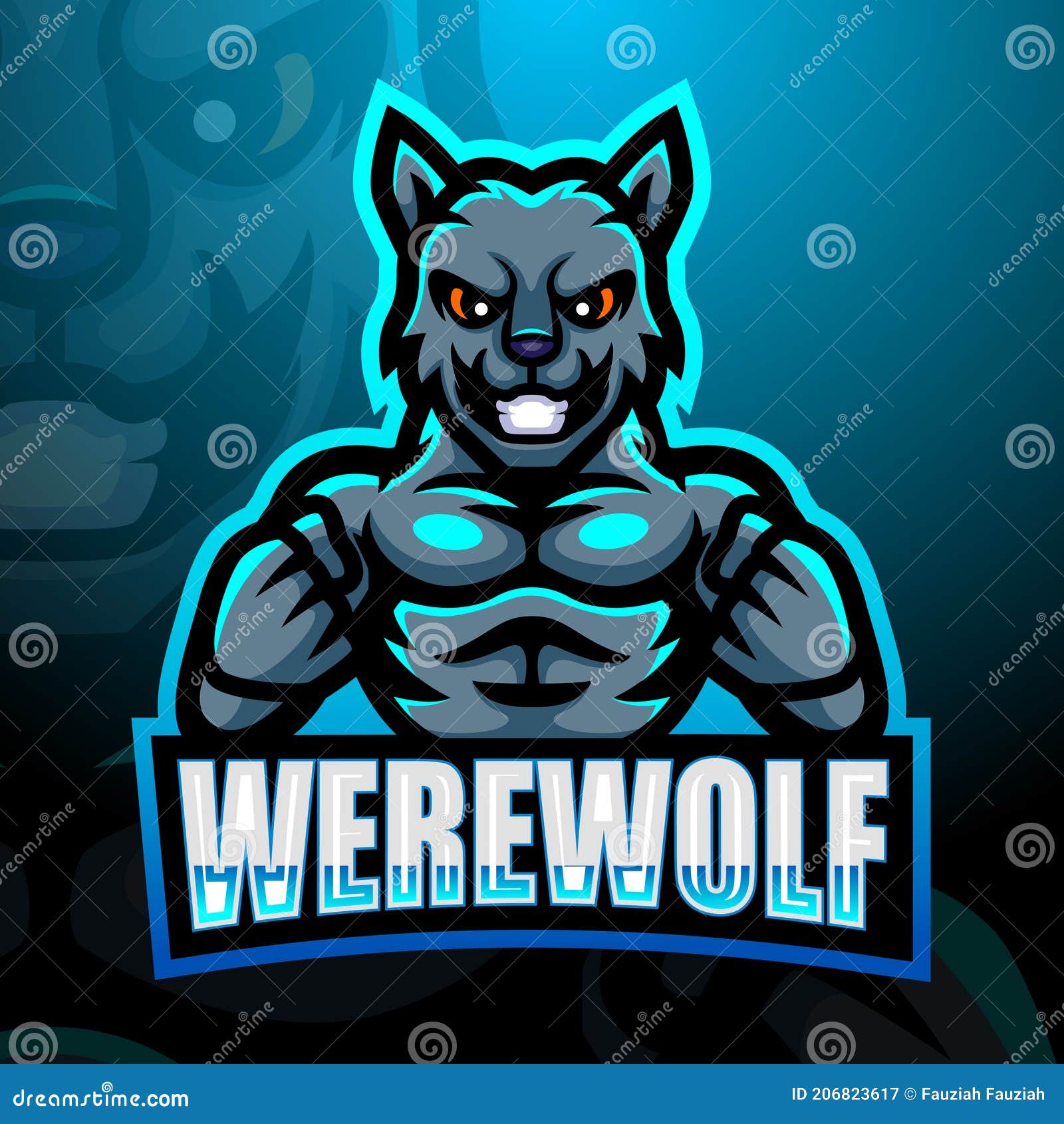 Werewolf Mascot Esport Logo Design Stock Vector - Illustration of ...