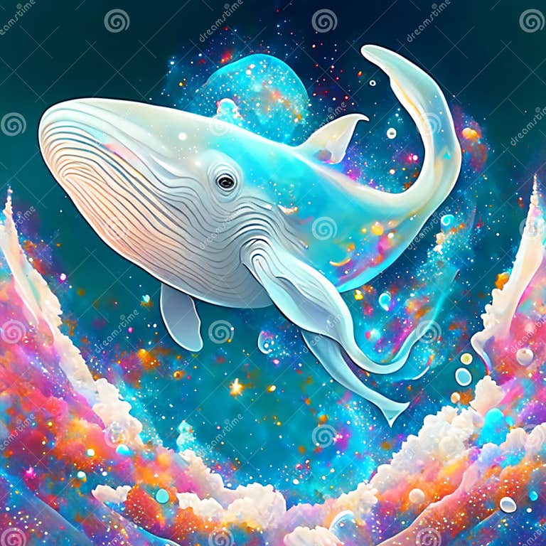 Illustration of a Whale in Outer Space. 3D Rendering Stock Illustration ...