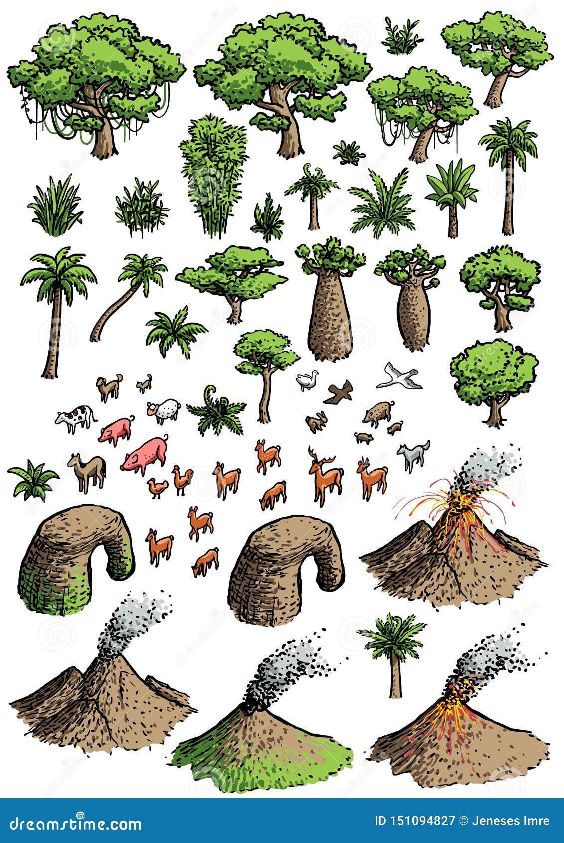 Map Elements Illustration, Drawing, Engraving, Ink, Line Art, Vector ...