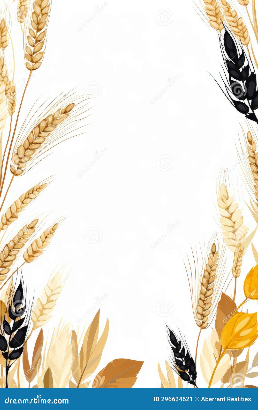 An Illustration of Wheat and Leaves on a White Background Stock ...