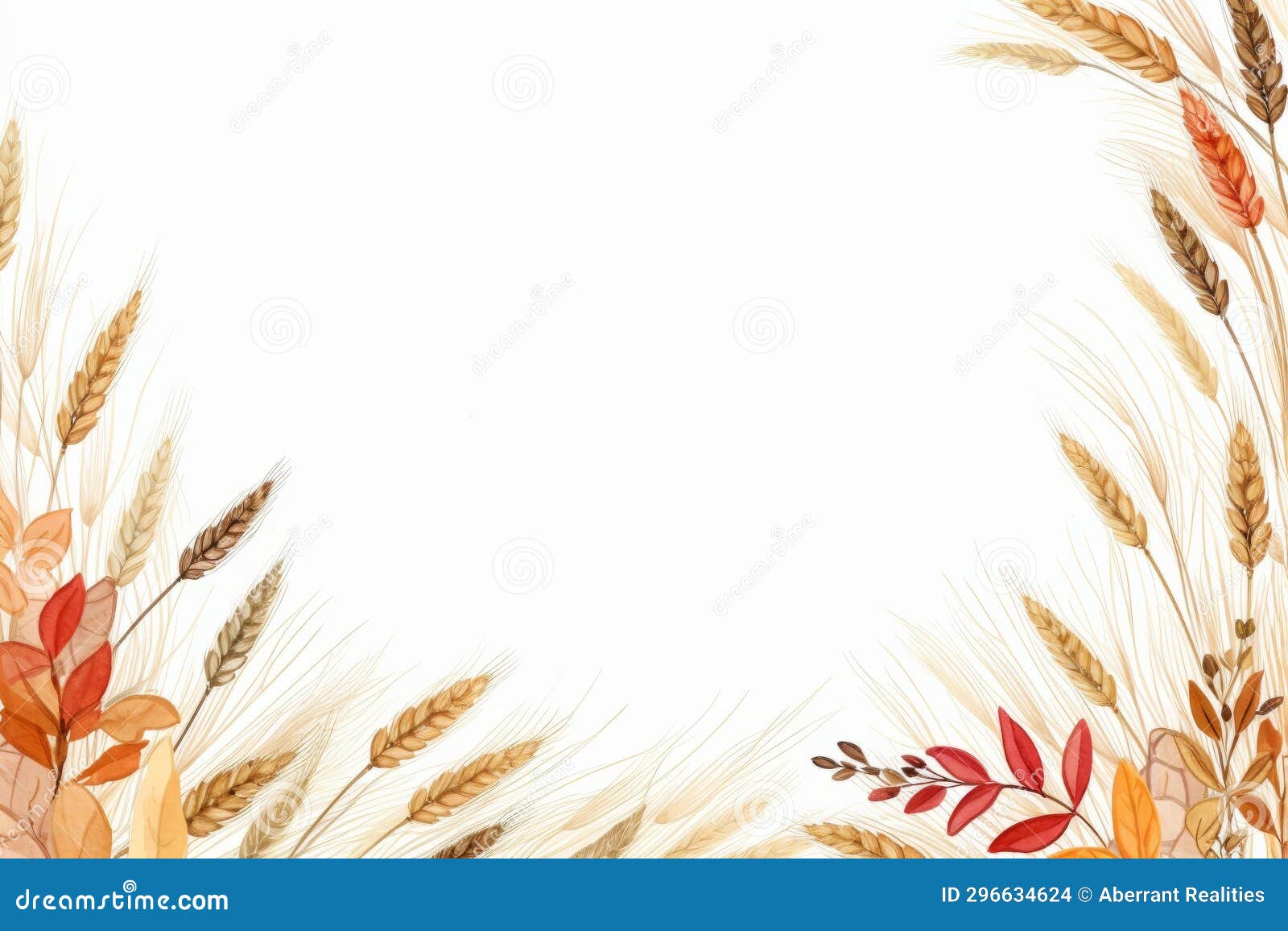 An Illustration of Wheat and Leaves on a White Background Stock ...