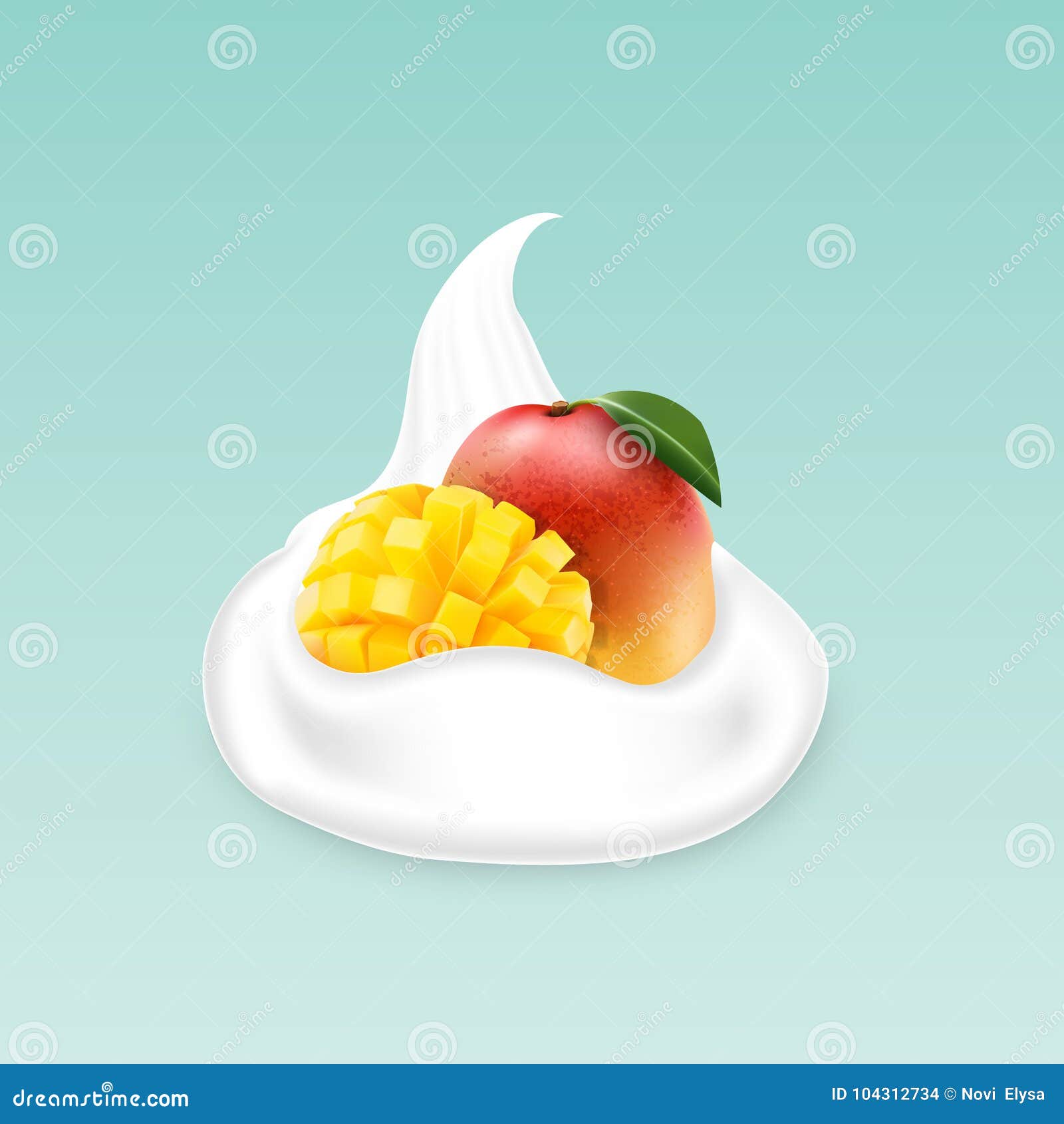 Whipped cream with mango stock vector. Illustration of creamy - 104312734