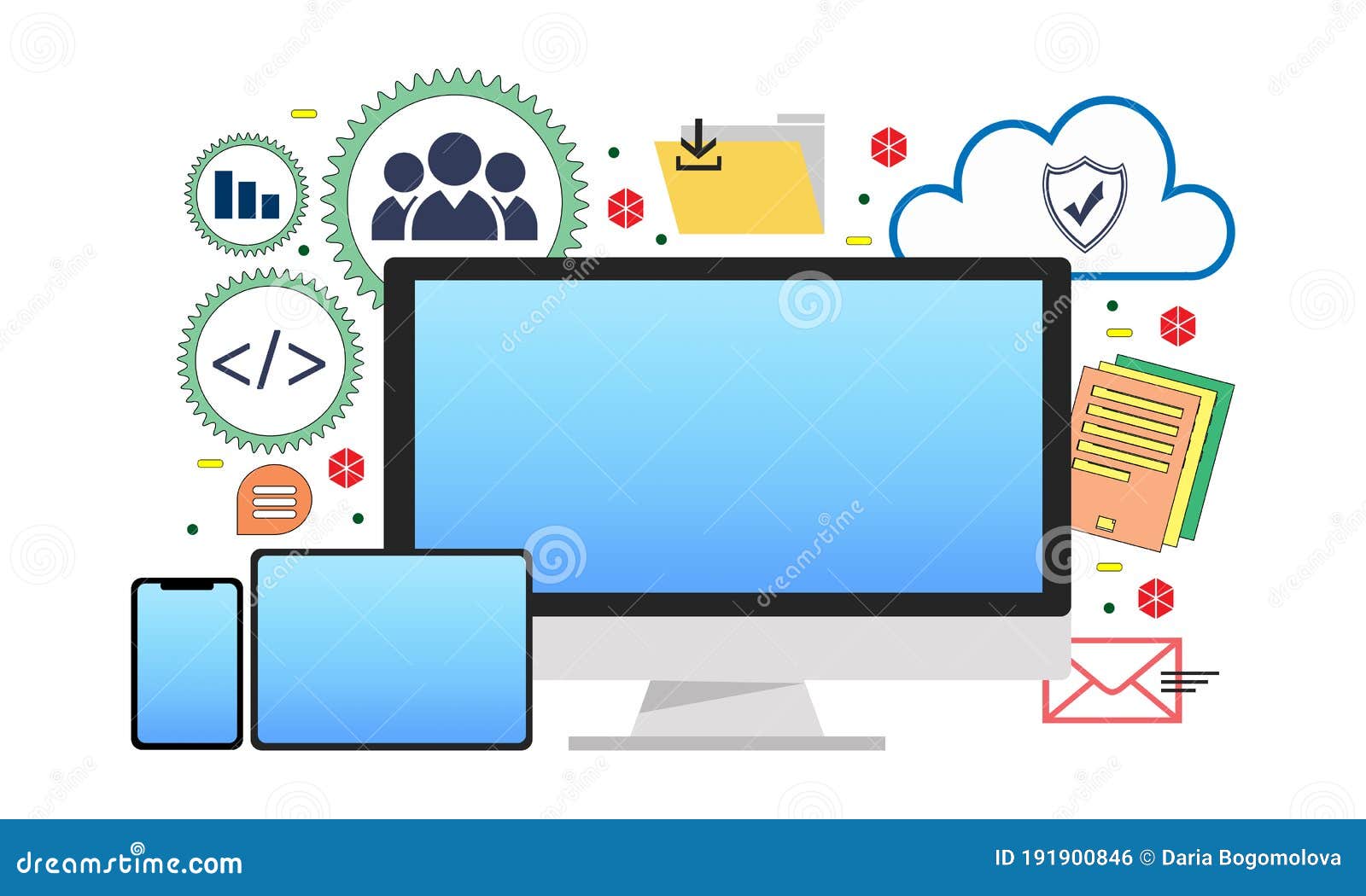 Software Development Concept. Set of Icons and Illustrations ...