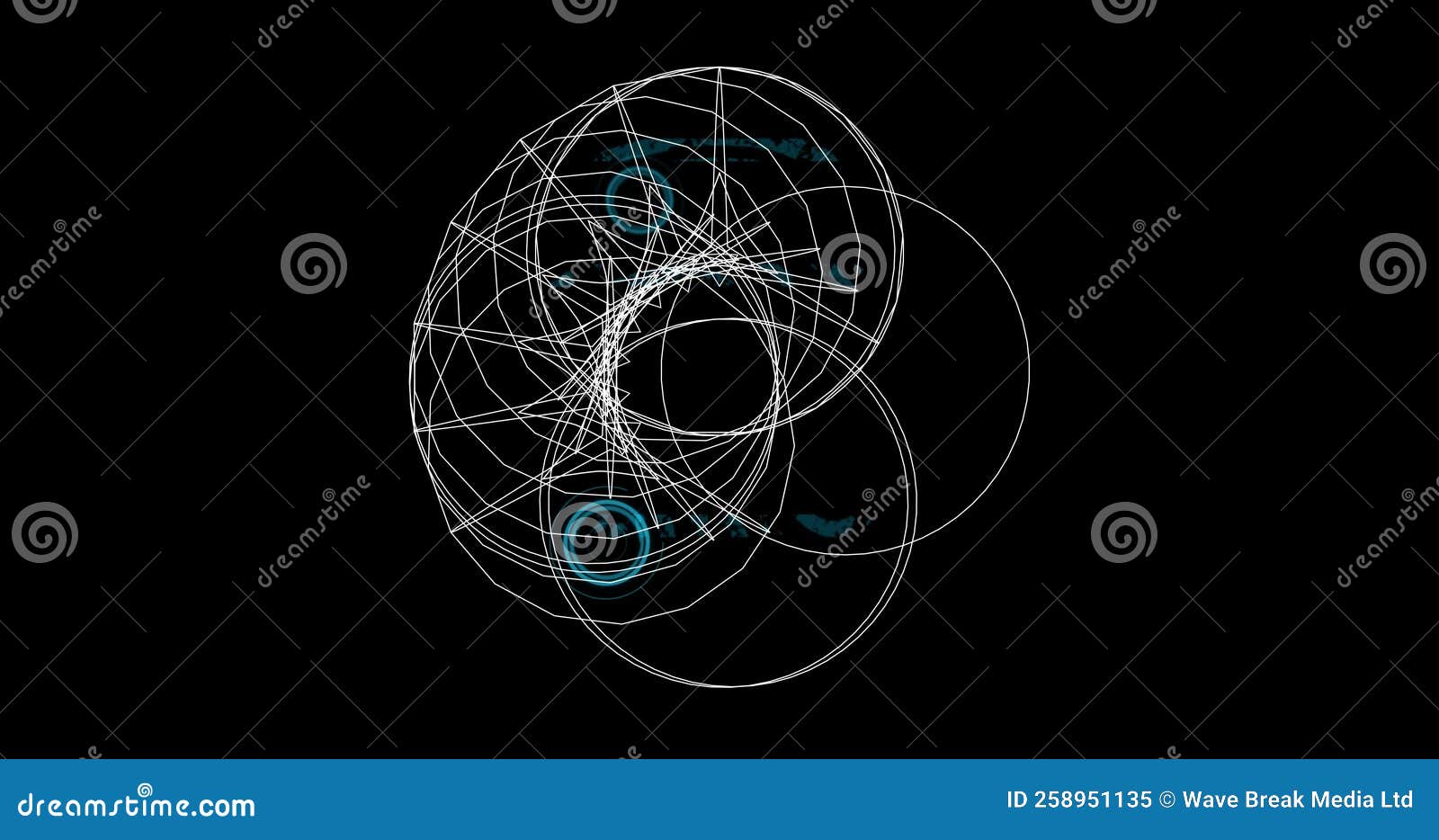 Illustration of White Circular Structure Against Black Background, Copy ...