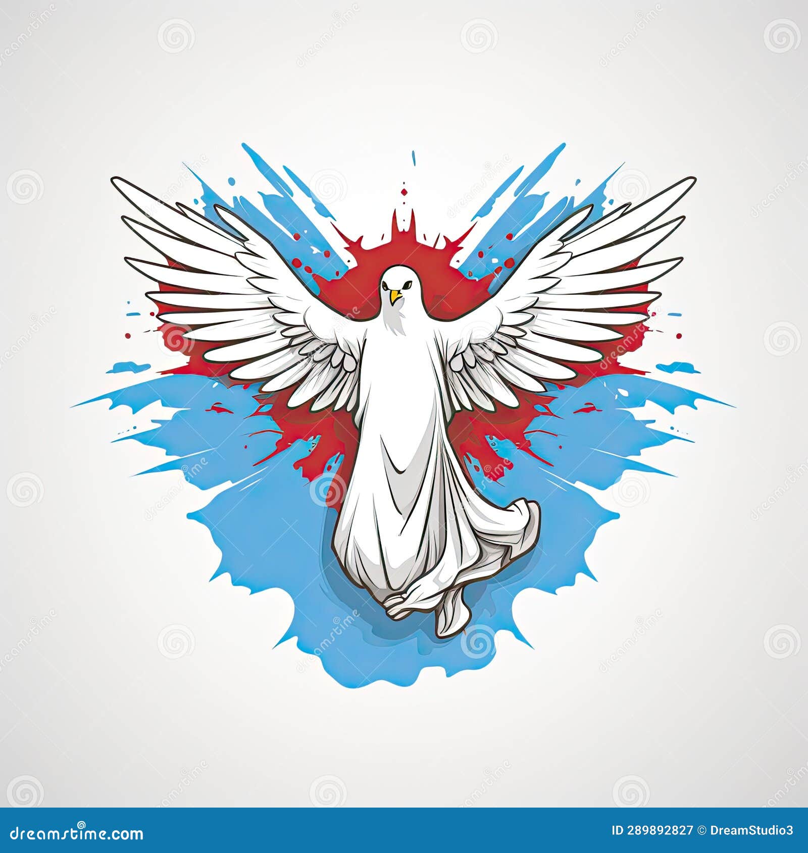 Illustration of a White Dove with Red and Blue. Stock Illustration ...