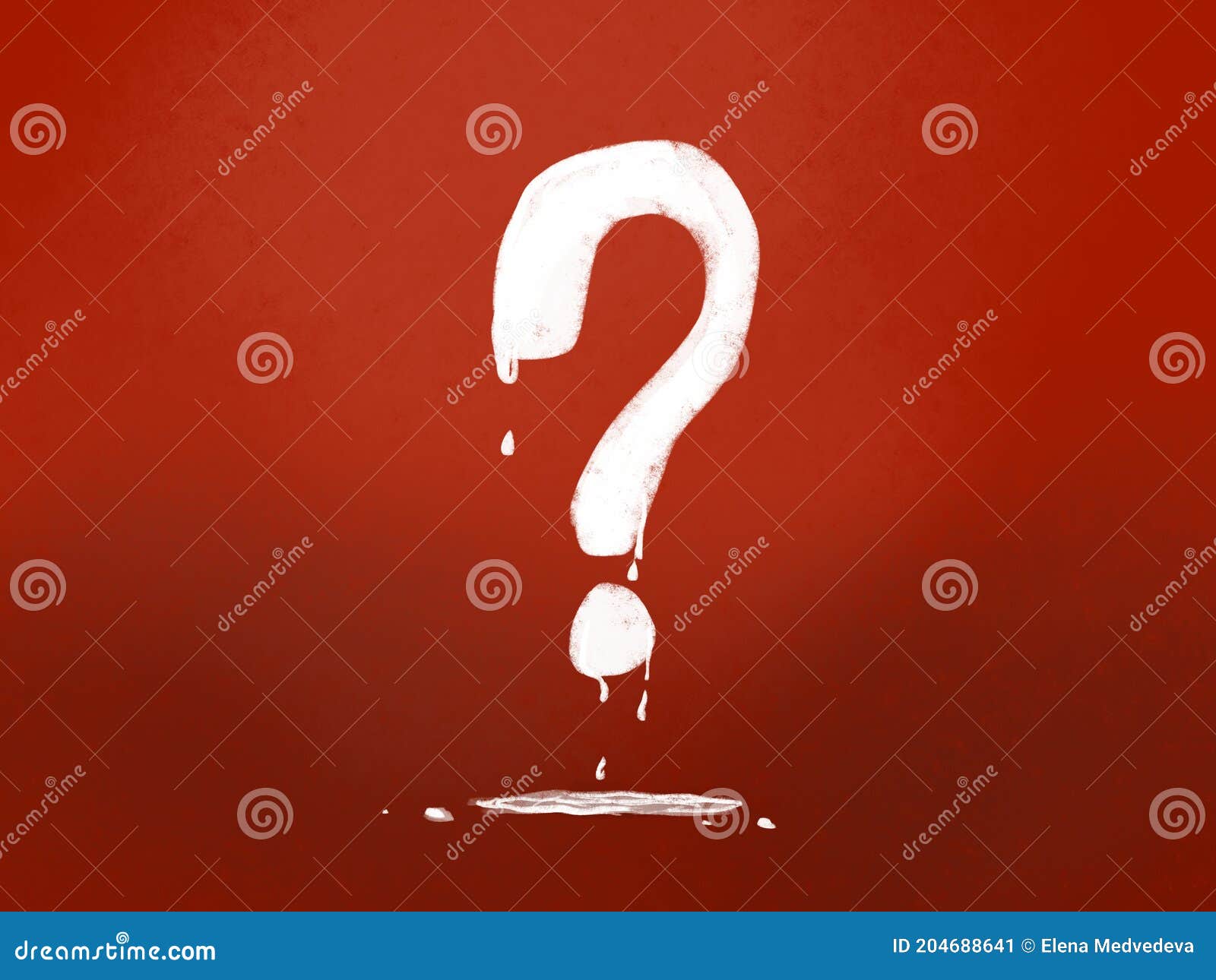 Illustration of White Fluid Question Mark on Red Background. Stock ...