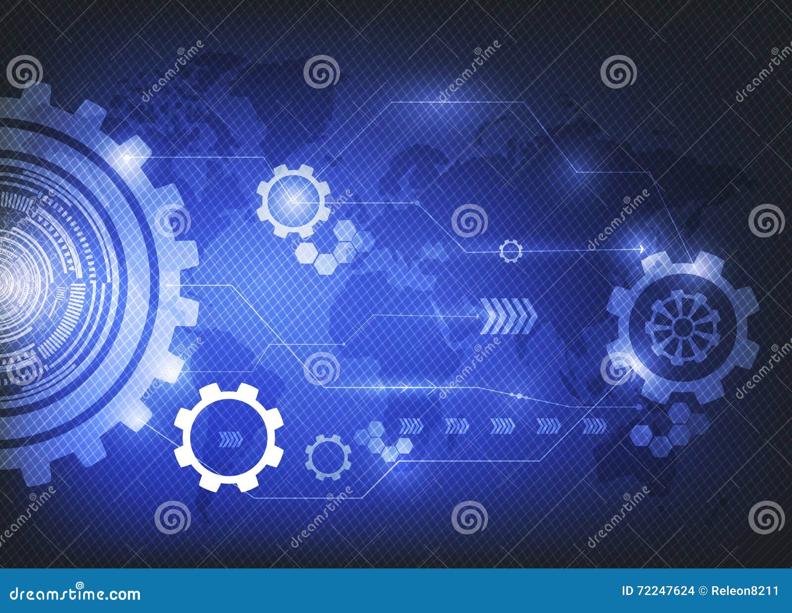 Illustration White Gear Wheel on Circuit Board, Hi-tech Digital Stock ...
