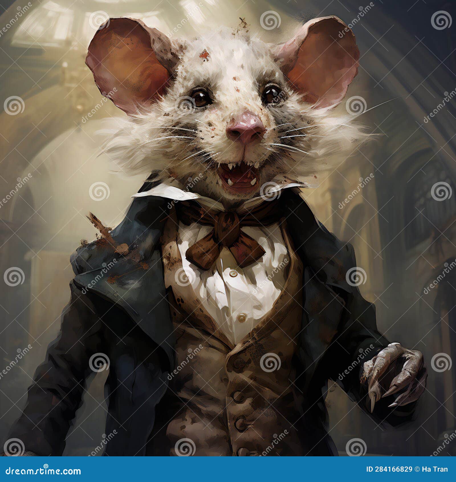 A White Mouse in a Costume of a Vampire Stock Illustration ...