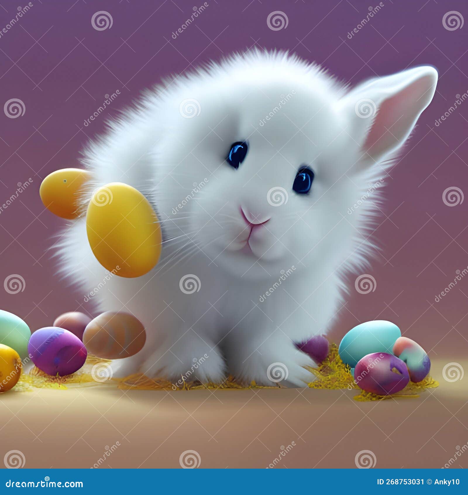 Illustration of White Rabbit with Easter Eggs Stock Illustration ...