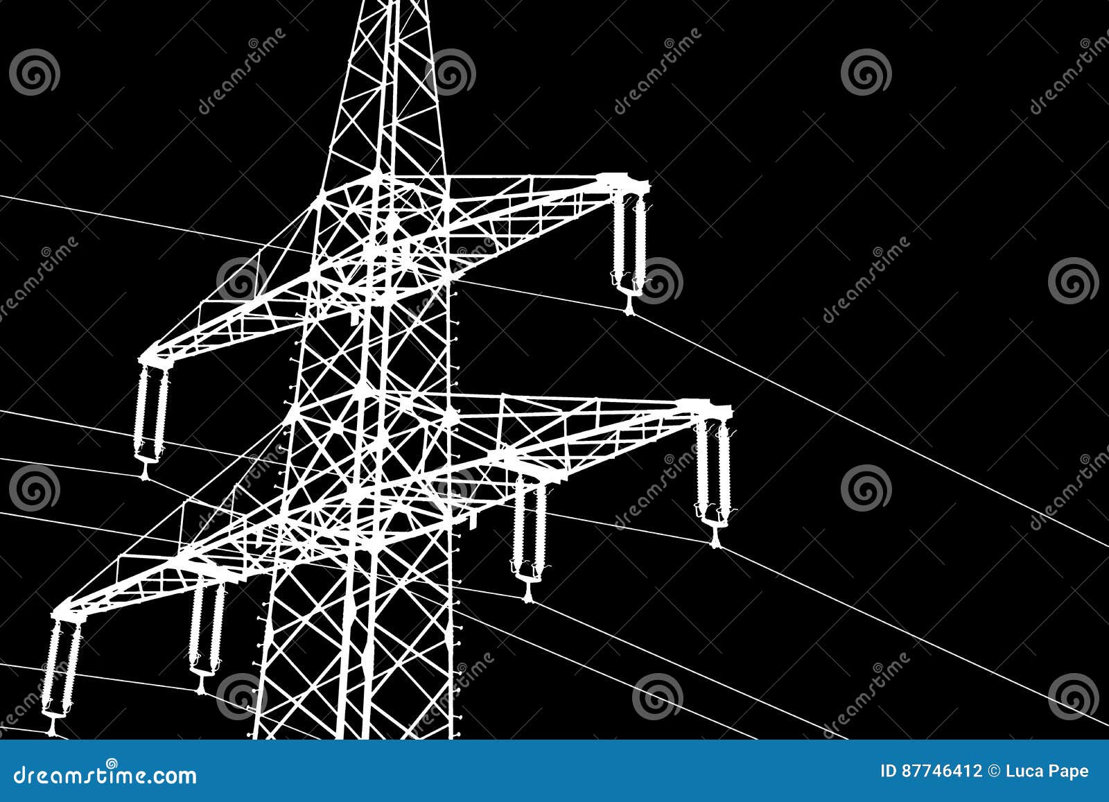 Illustration White Silhouette of a Power Line Stock Illustration ...