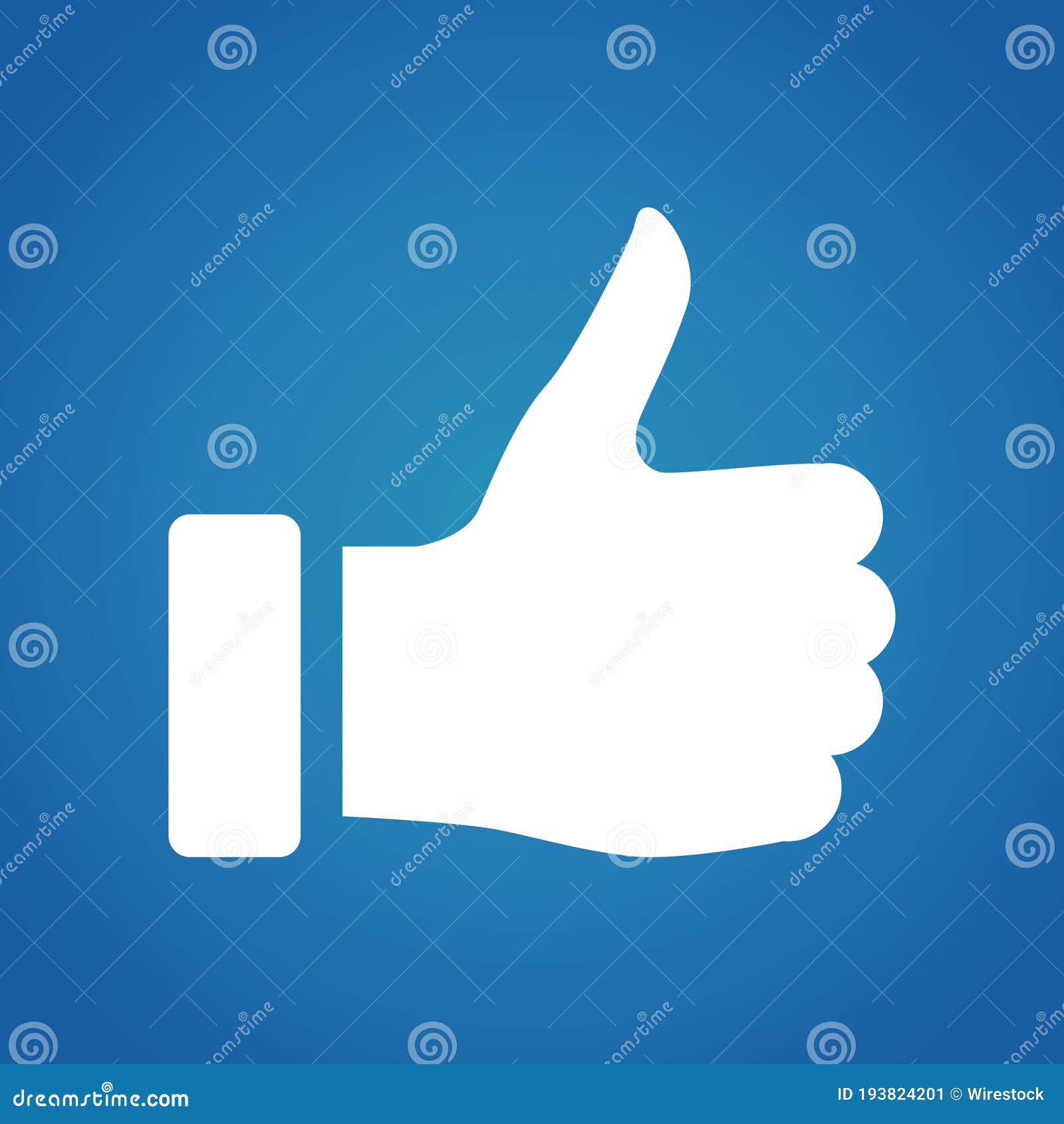 Illustration of a White Thumbs-up Sign on a Blue Background Stock ...