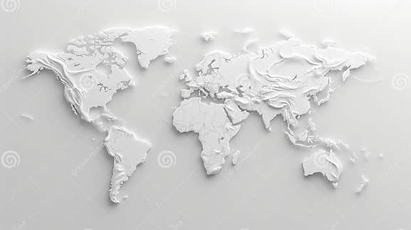 Illustration of a White World Map on the Solid Background. Generative ...