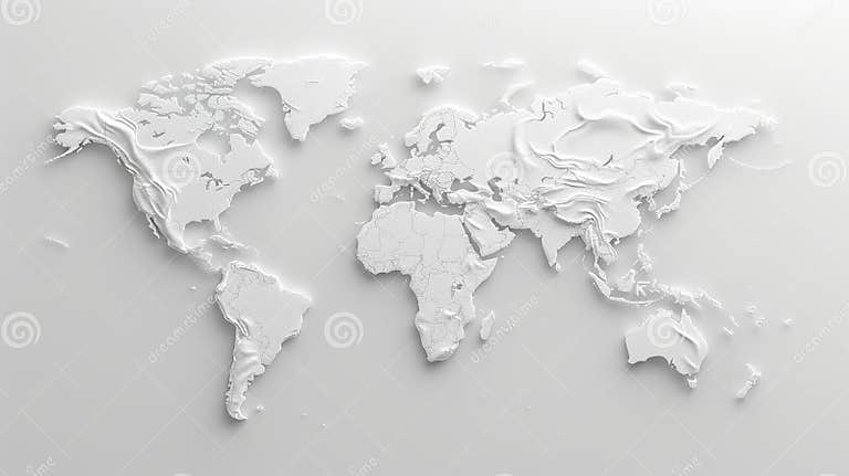 Illustration of a White World Map on the Solid Background. Generative ...
