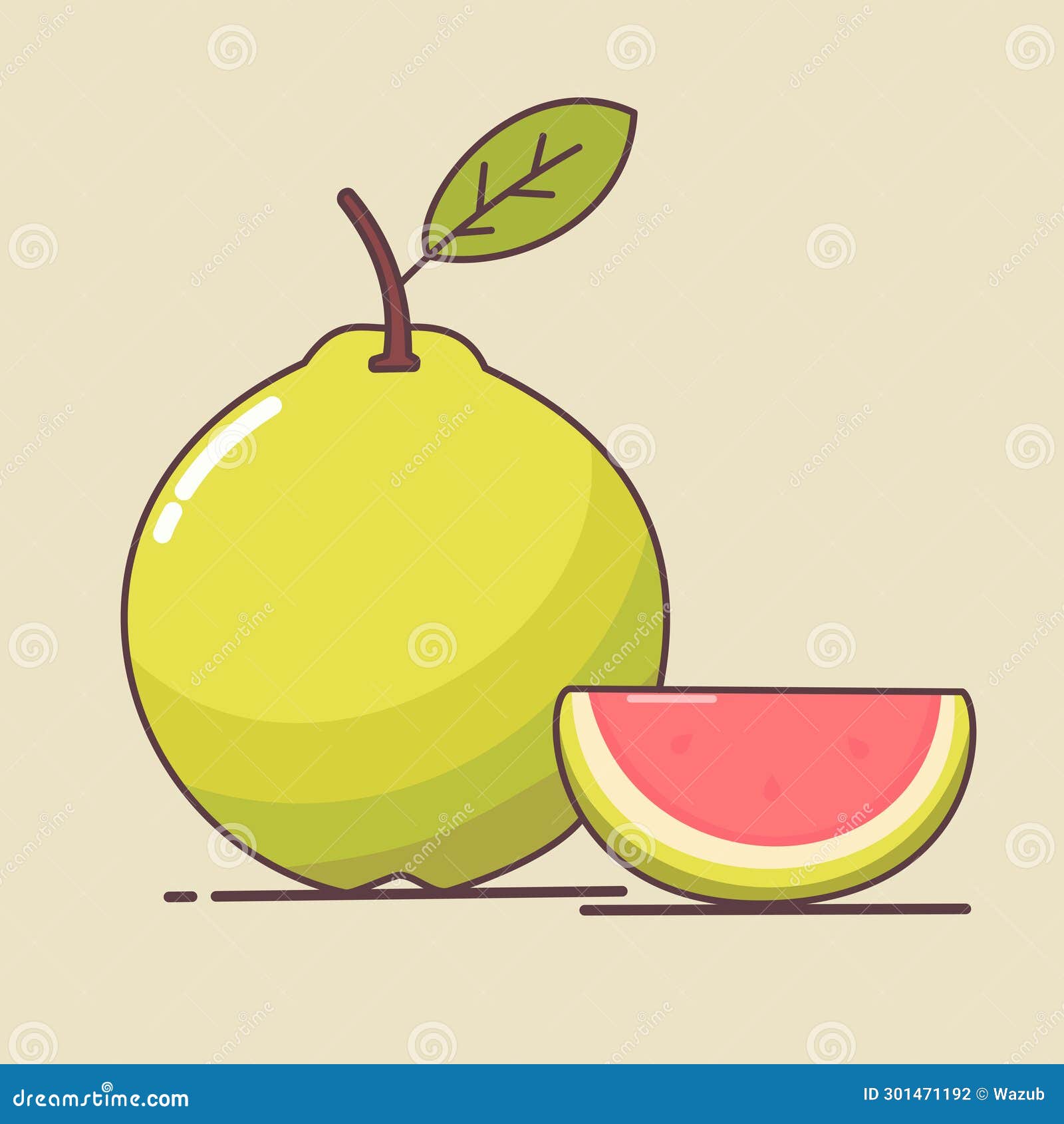 Guava Fruit Vector Graphic Illustration Flat 2D Icon Stock Vector ...