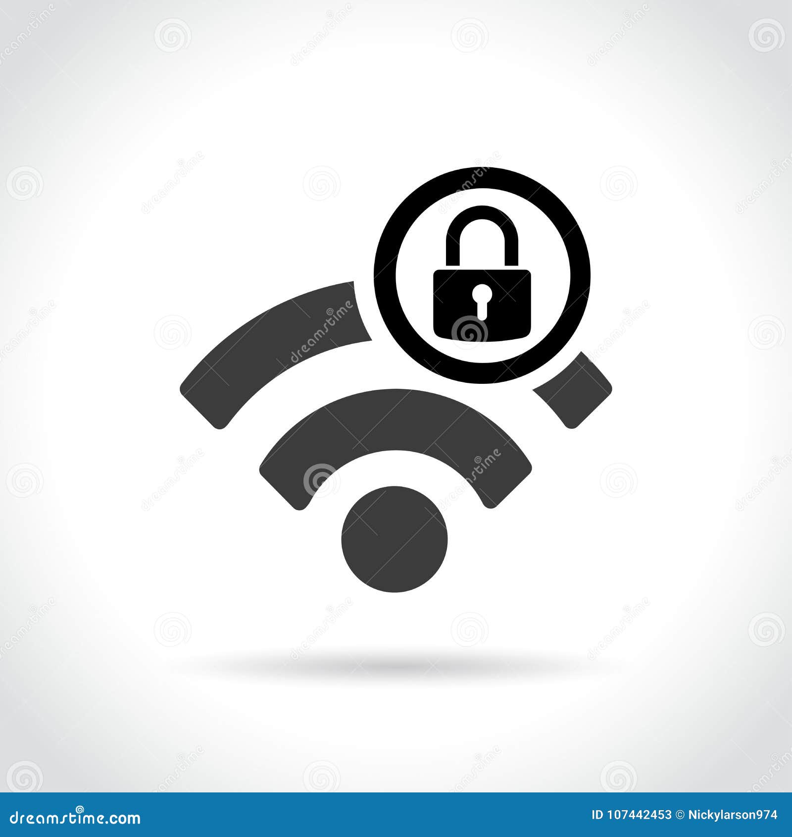 Wifi Lock Icon on White Background Stock Vector - Illustration of ...