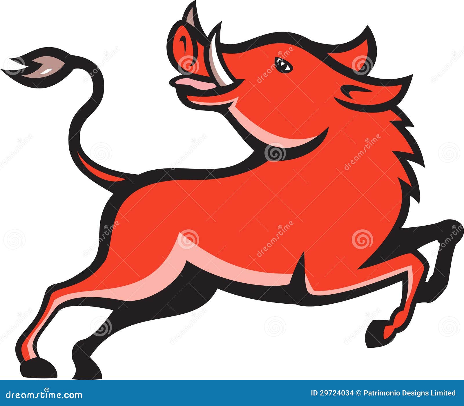 Wild Pig Razorback Jumping Side Cartoon Vector | CartoonDealer.com ...