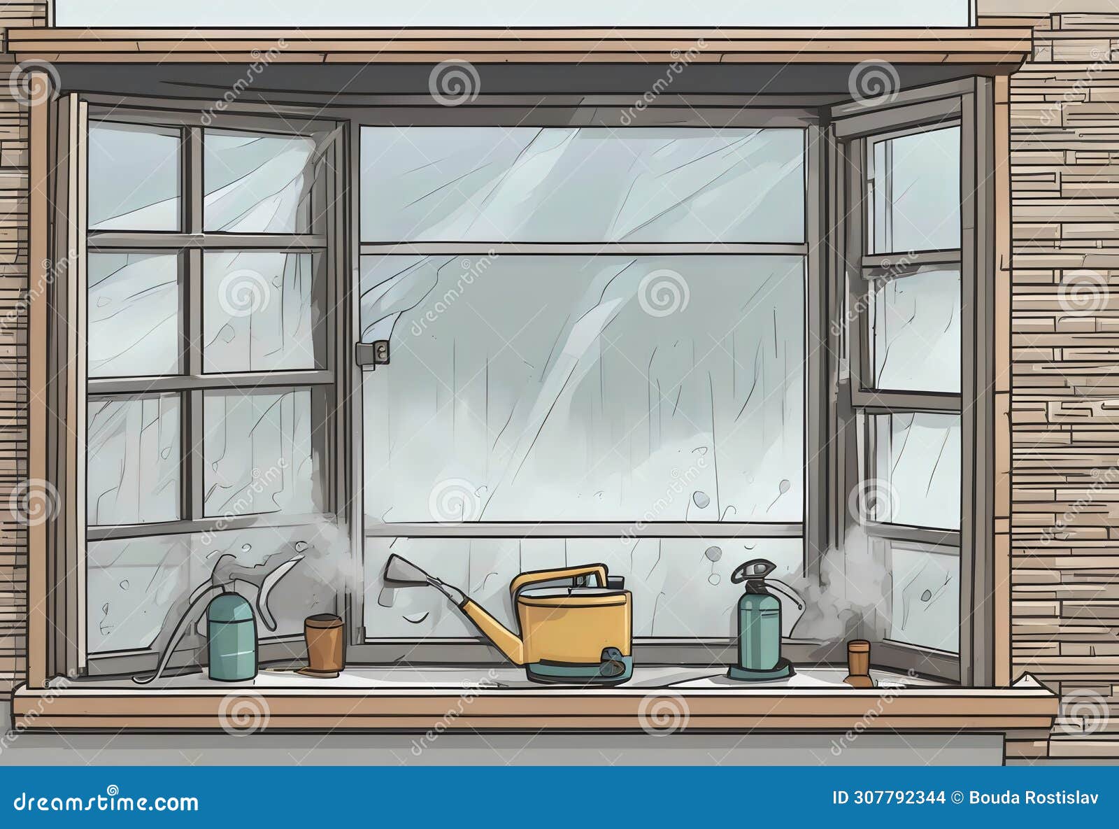Illustration of a Window Cleaning Setup Stock Illustration ...