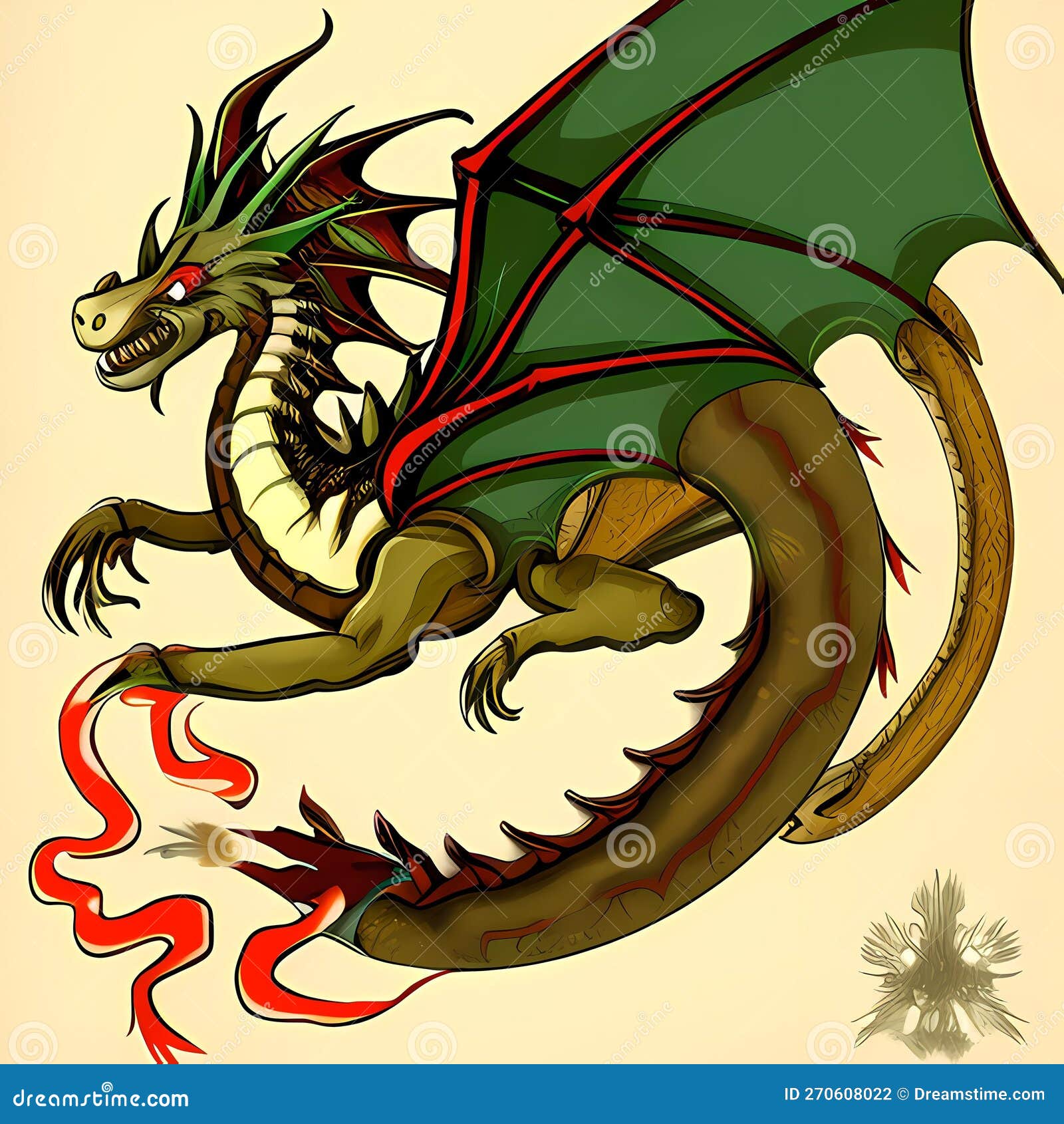 Illustration of a Winged Dragon Stock Illustration - Illustration of ...
