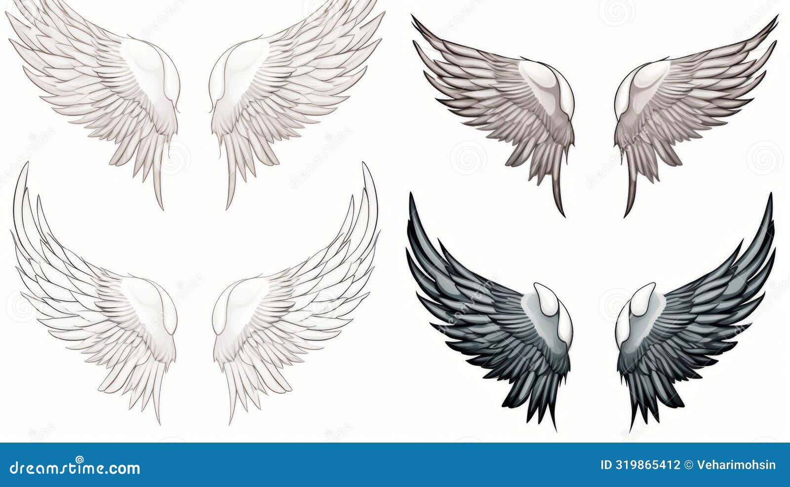 Illustration of Wings Collection Set, Vector Illustration Stock ...
