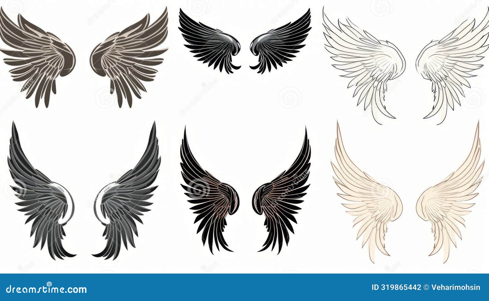 Illustration of Wings Collection Set, Vector Illustration Stock ...